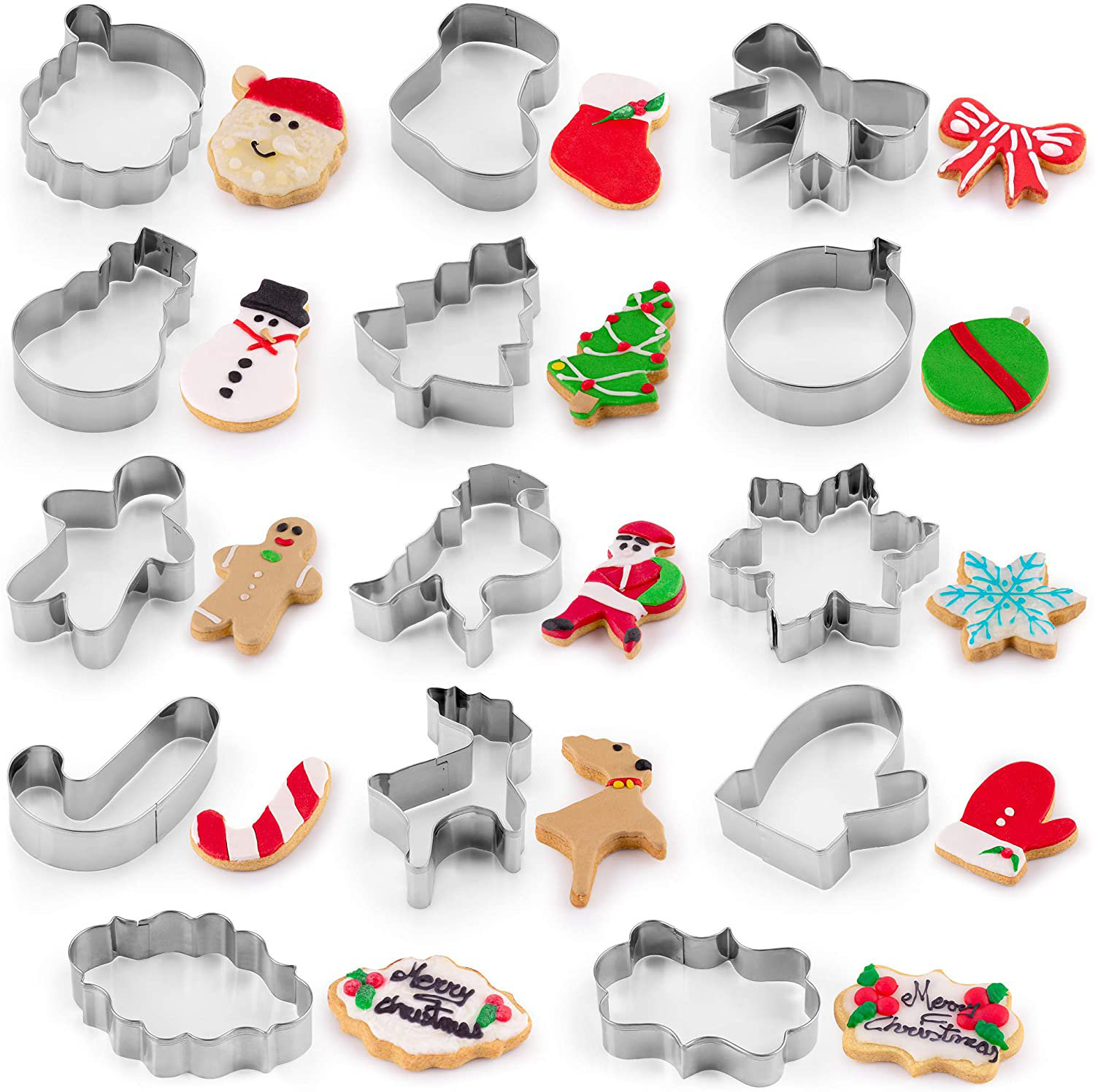 Zulay Kitchen Zulay 14 Piece Non-Stick Kitchen Metal Christmas Cookie ...