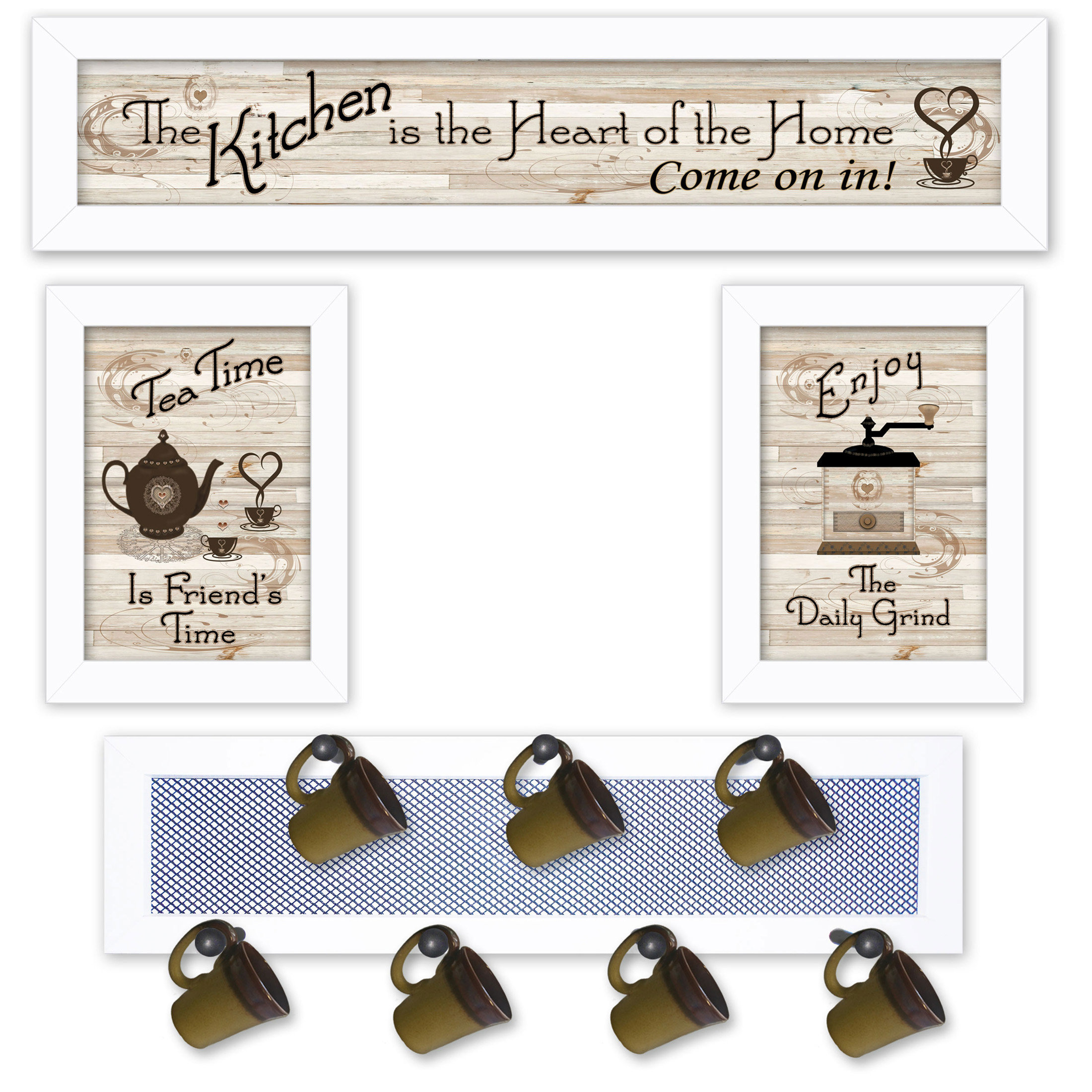 Gracie Oaks "Kitchen Collection IV" 4-Piece Vignette With 7-Peg Mug ...