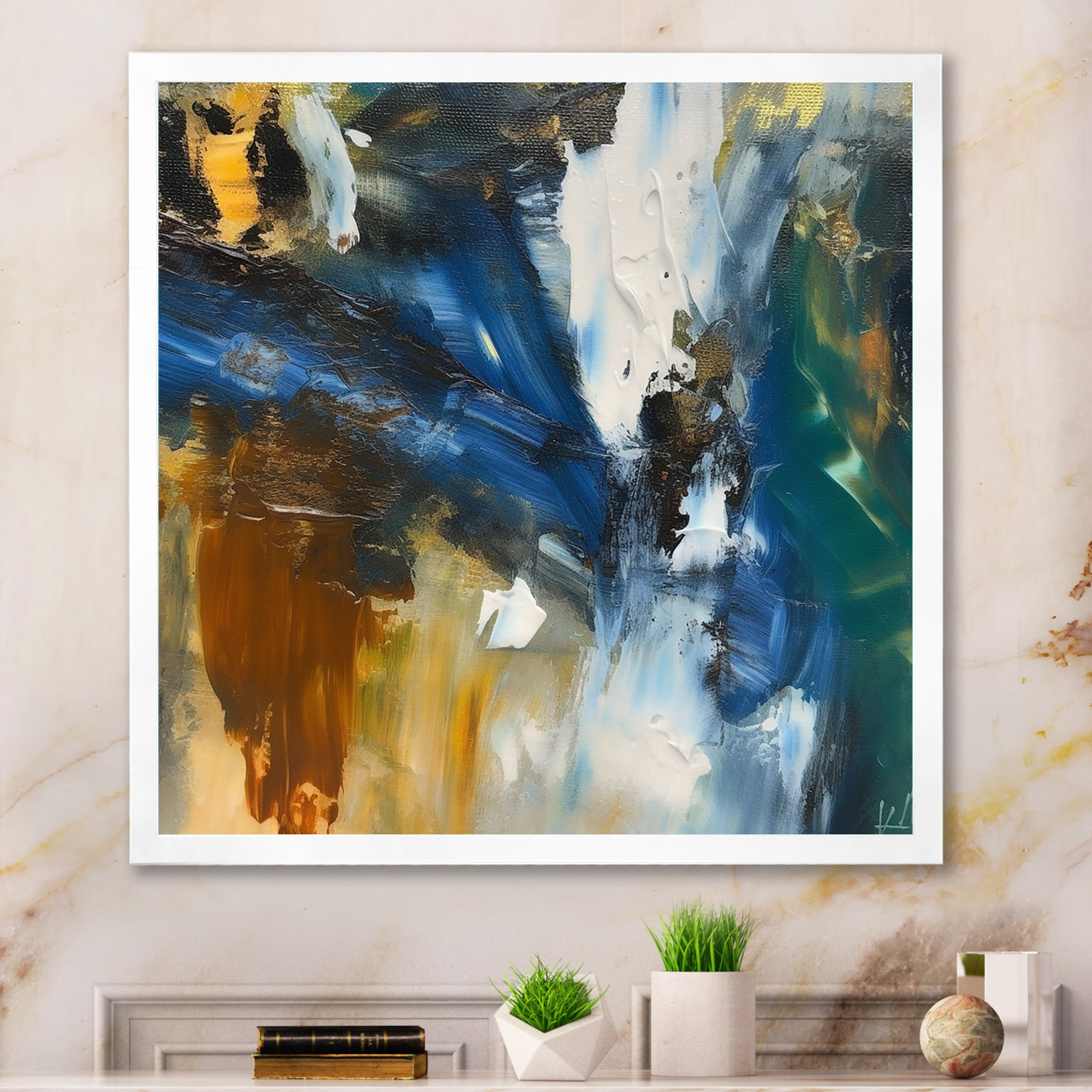 Wrought Studio™ Comfort Of Knowing Abstract Blue And Gold - Abstract ...