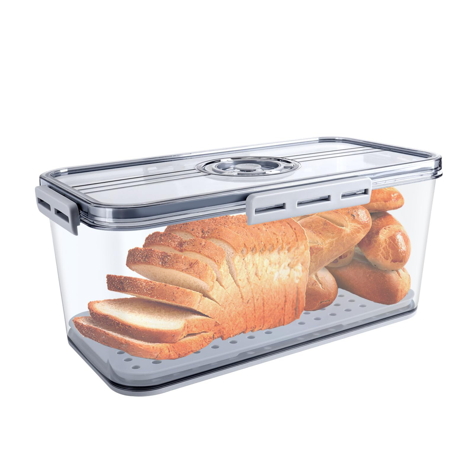 Prep & Savour Clear Kitchen Counter Bread Box With Lid Timing And Drain ...