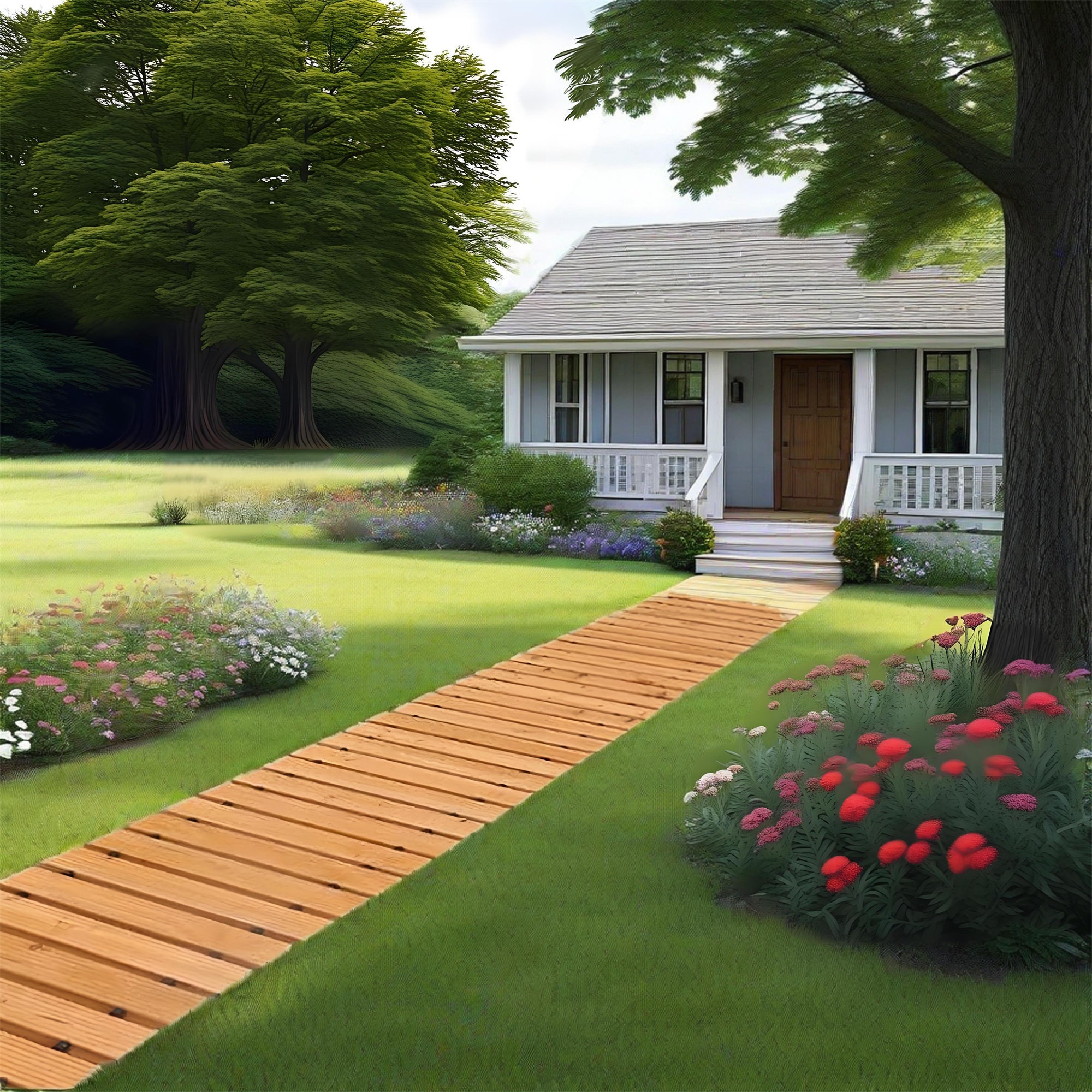 One Allium Way® 12' Wooden Garden Pathway,Outdoor Roll Out Cedar ...