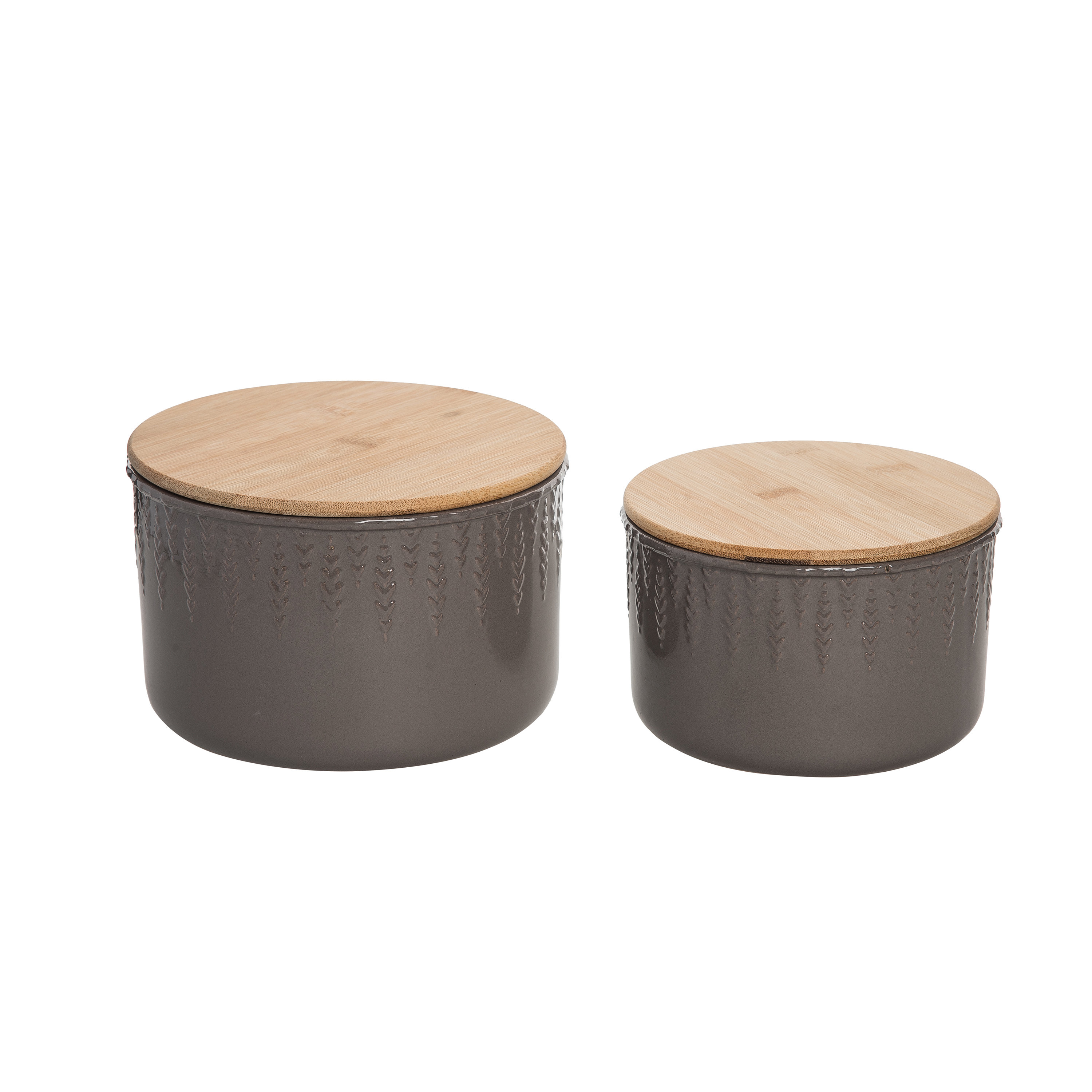 Transpac Stoneware 7.75 in. Brown Autumn Storage Containers Set of 2 ...