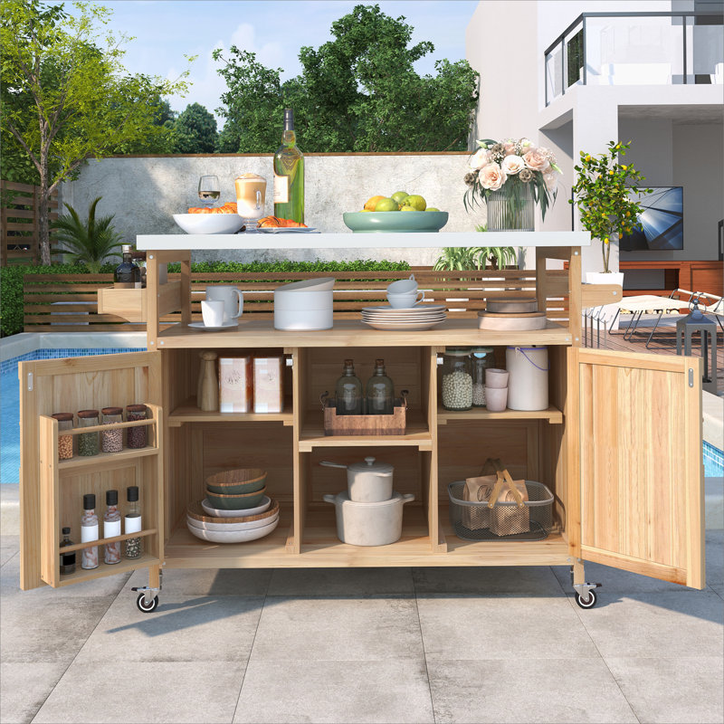 Winston Porter Outdoor Kitchen Island, Natural | Wayfair