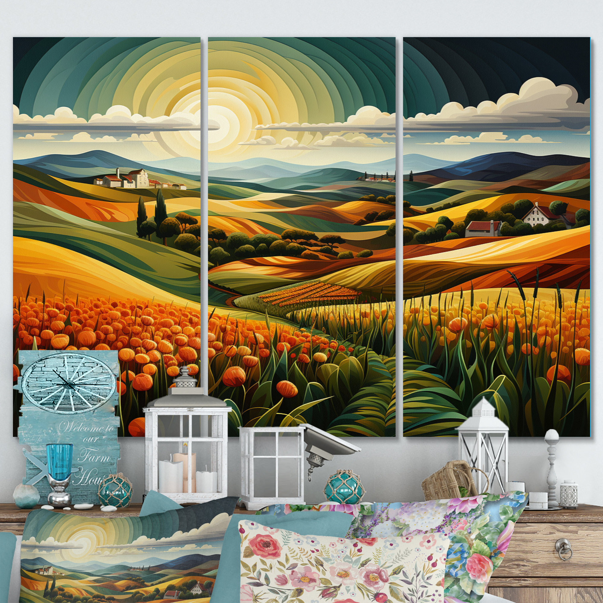 Millwood Pines Countryside Geometric Plains II - Landscapes Wall Art ...