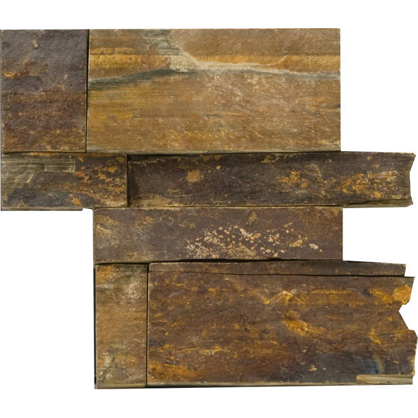 Bedrosians Ledger Random Sized Slate Mosaic Tile in Amber Gold | Wayfair
