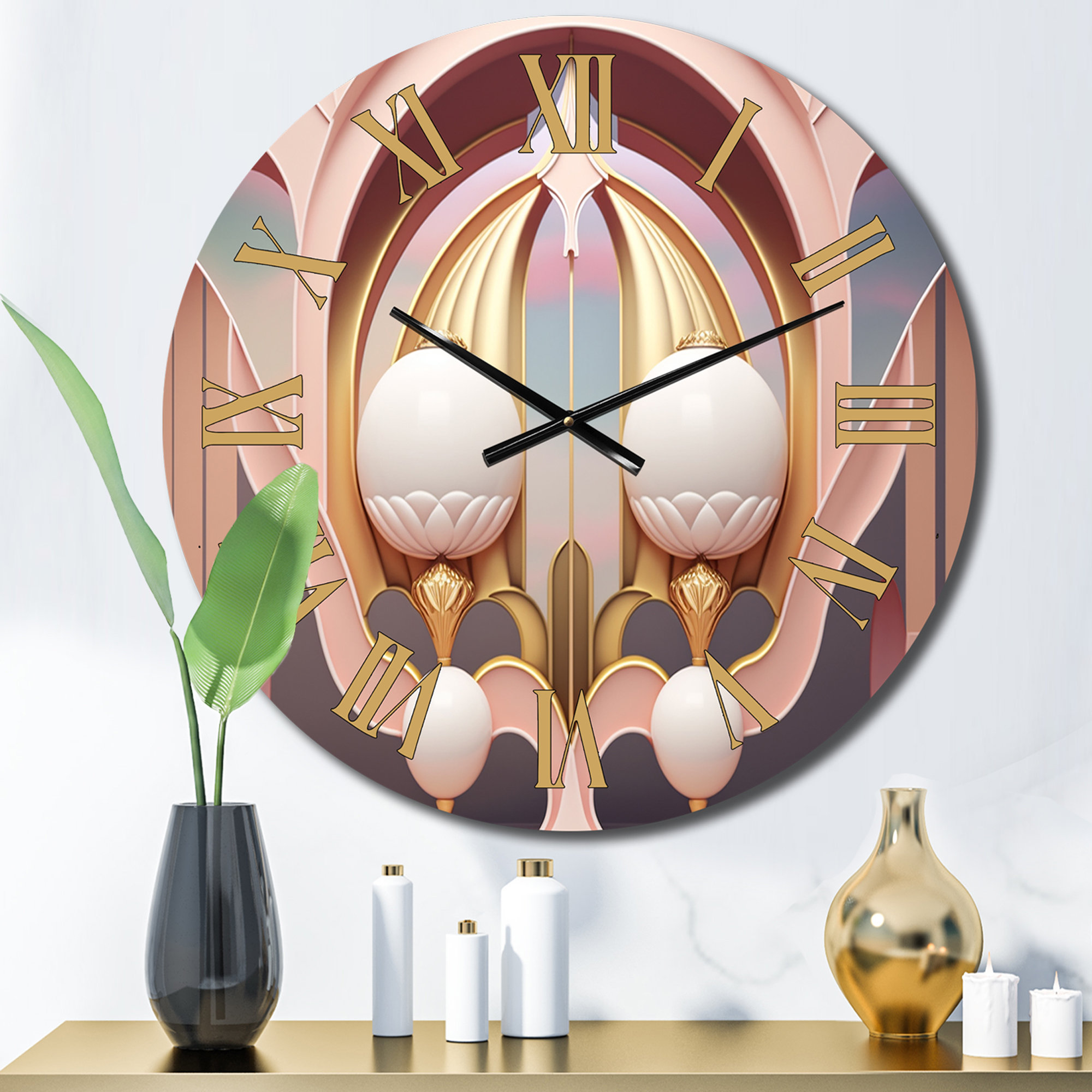 Design Art White Spheres Minimal Retro Future Architecture Wall Clock ...