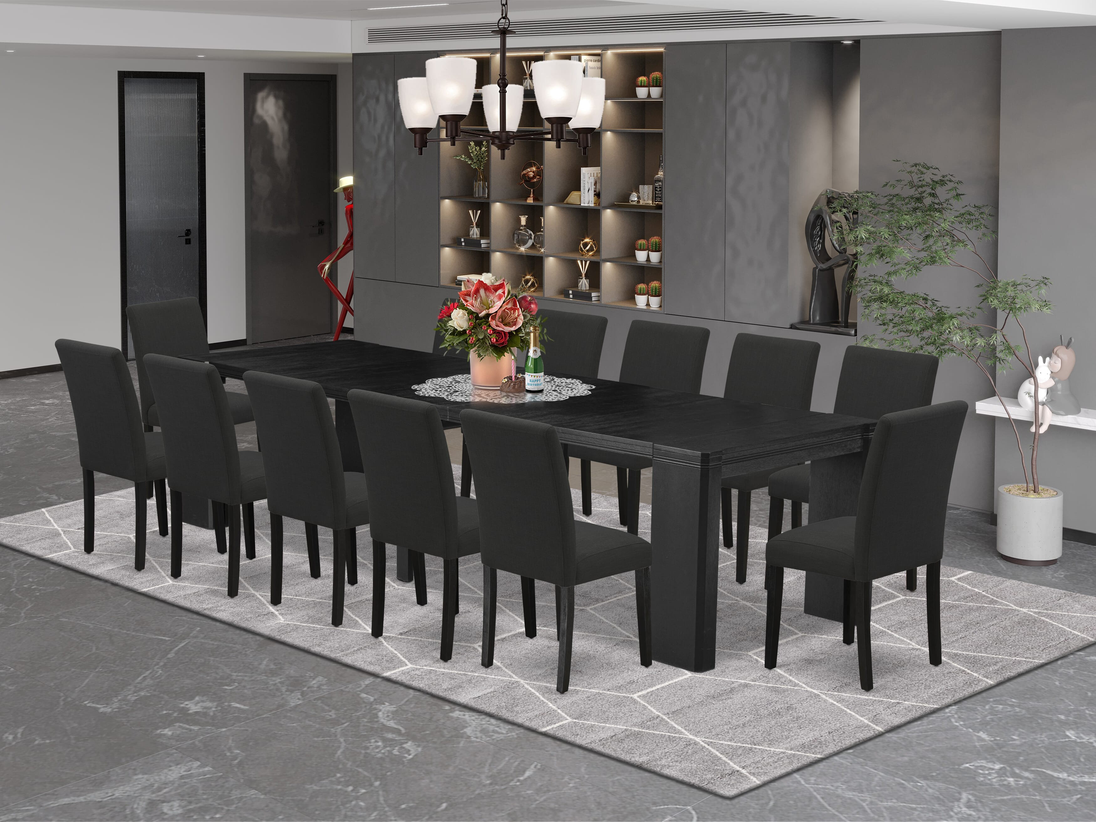 Luxe by East West Furniture 13 Pieces Extendable Dining Set Includes a ...
