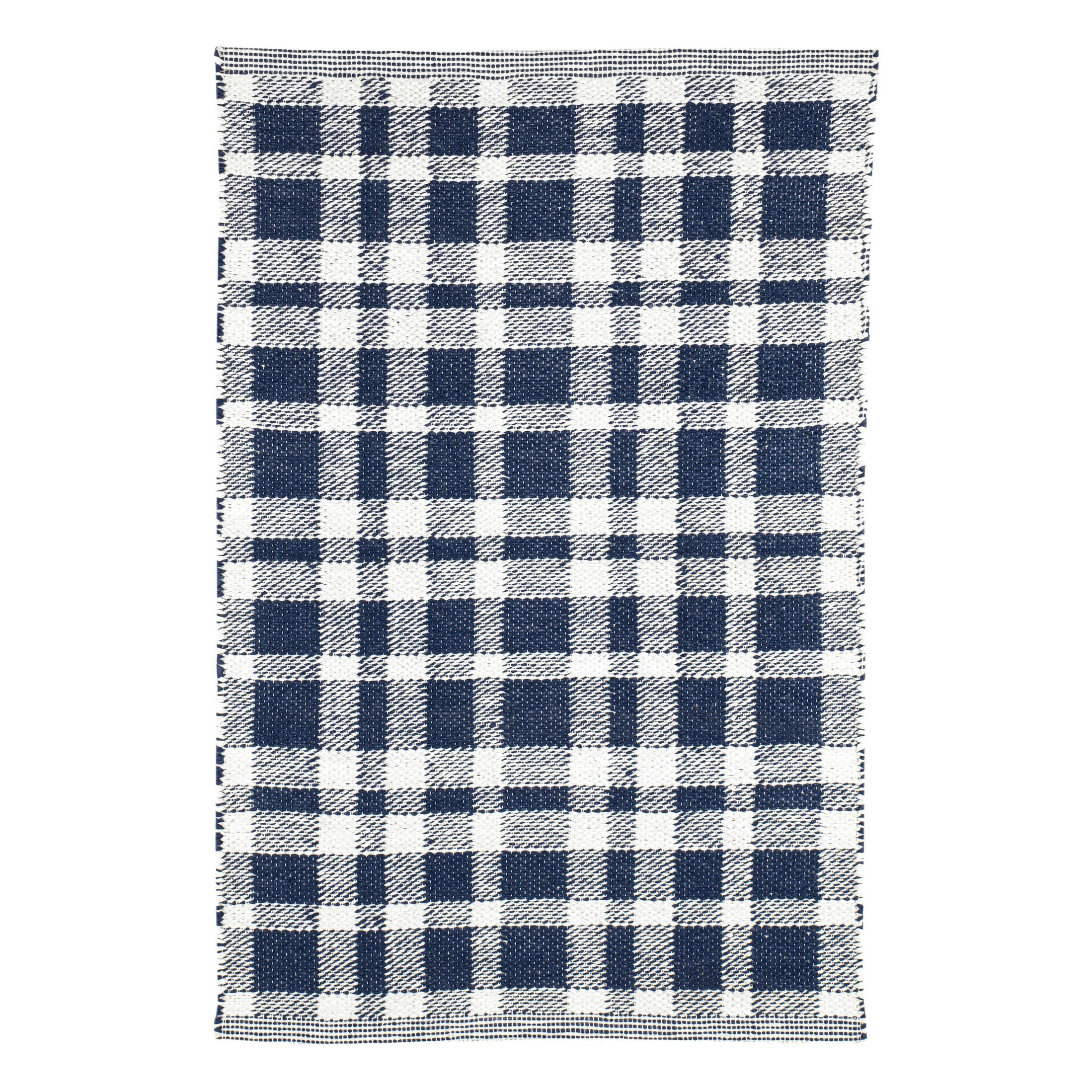 Dash and Albert Rugs Tattersall Navy Handwoven Indoor/Outdoor Rug ...
