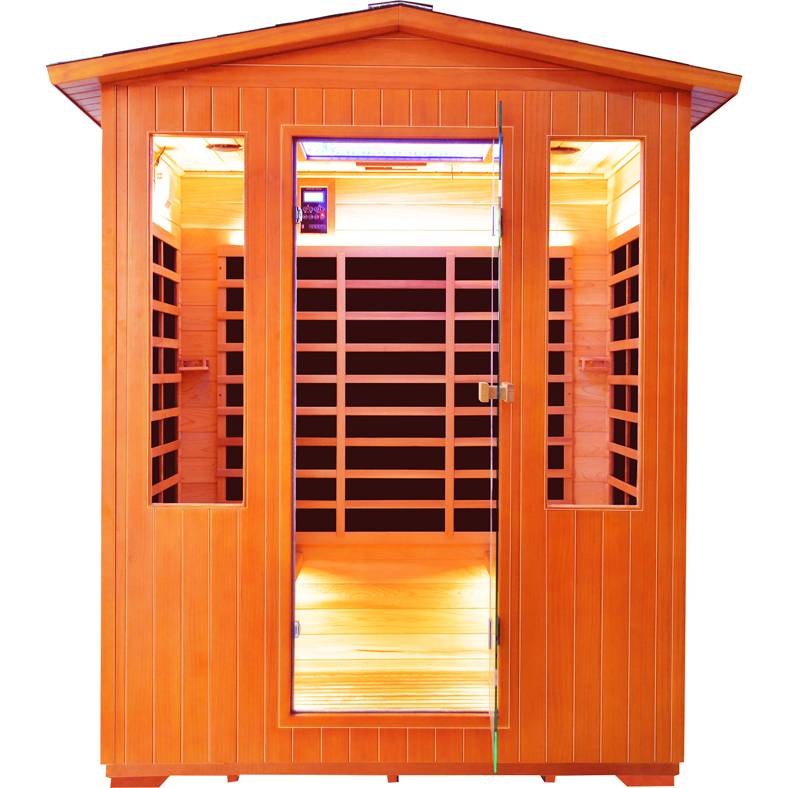 OUTEXER Outdoor 2-3 Person Sauna Far Infrared Saunas Dry Sauna Room Red ...