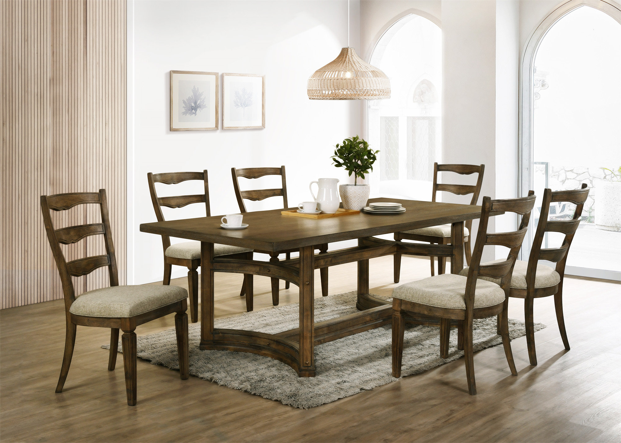 One Allium Way® Parfield Weathered Oak Finish 7Pcs Dining Room Set ...