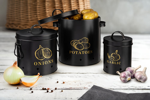 Prep & Savour Potato, Onion & Garlic Kitchen Storage Canisters, Set of ...