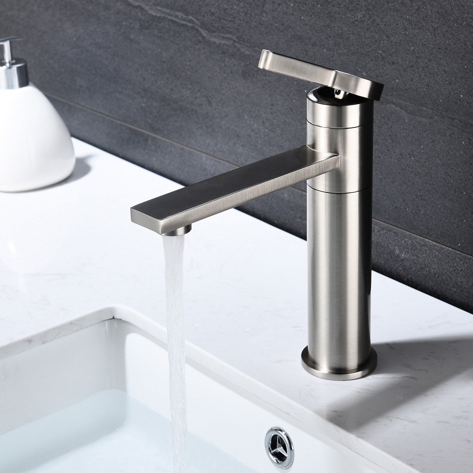 Wovilo Brushed Nickel Basin Faucet For Bathroom - Single Handle ...