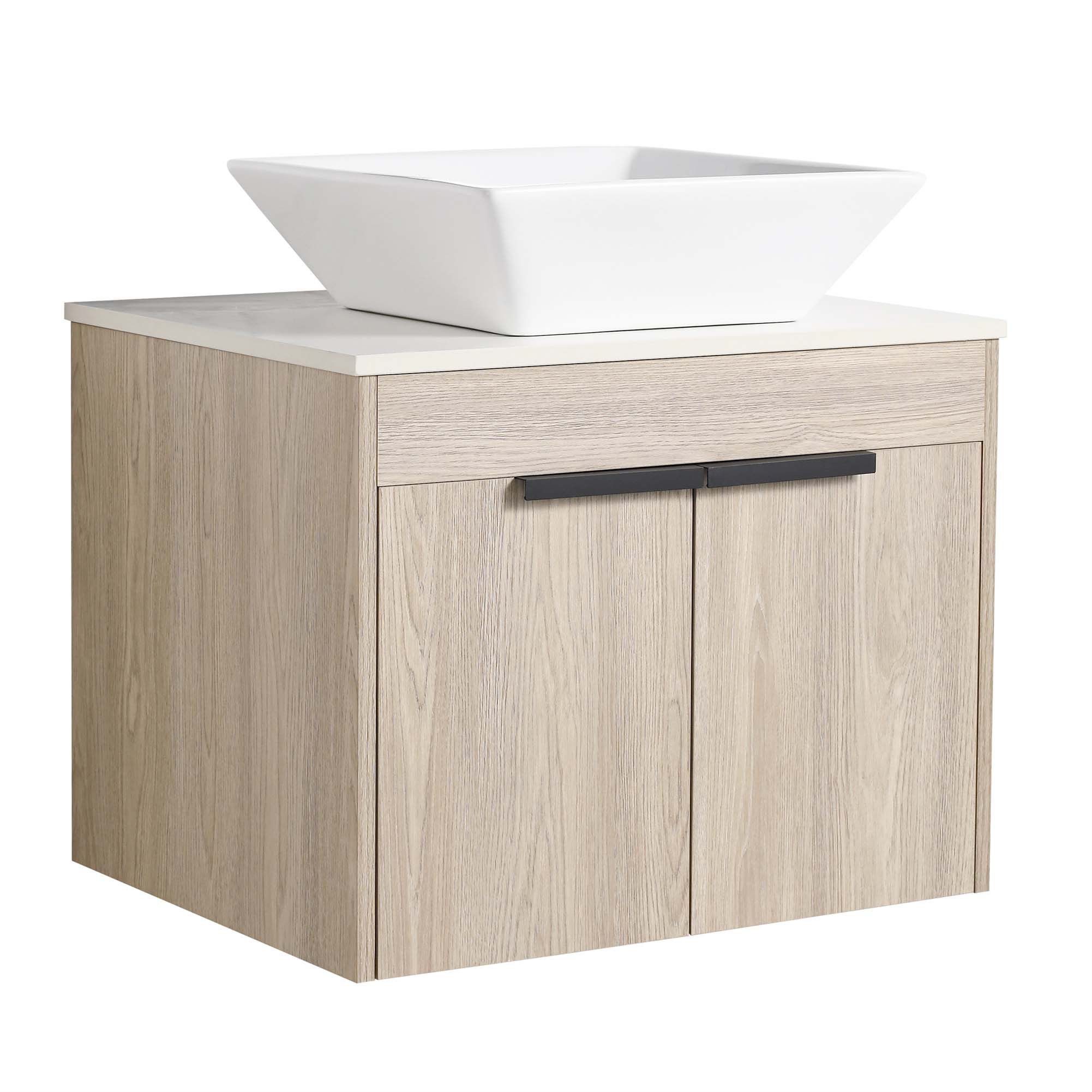 Ebern Designs Modern Design Float Bathroom Vanity With Ceramic Art Sink ...