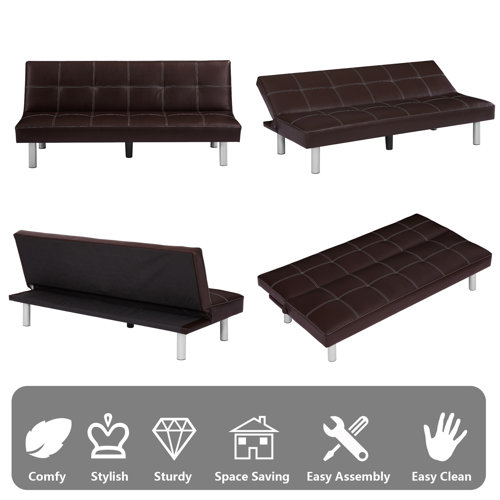 Ebern Designs Falite 66.92'' Vegan Leather Convertible Sofa | Wayfair