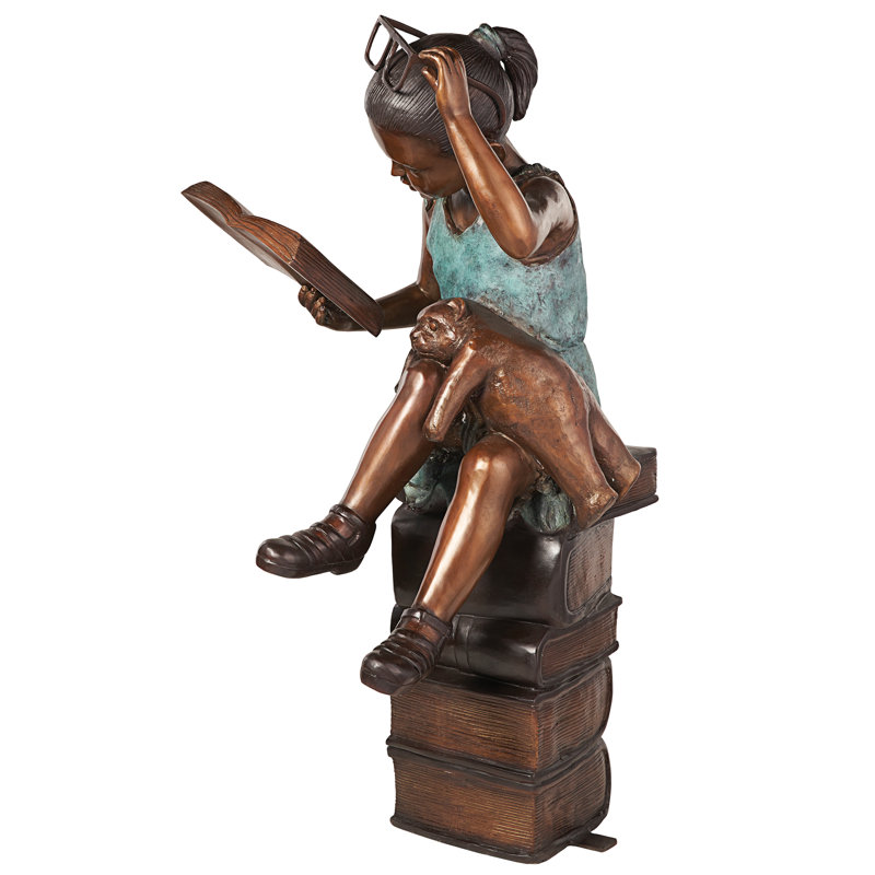 Design Toscano Book Loving Betty Reading Girl Bronze Statue | Wayfair