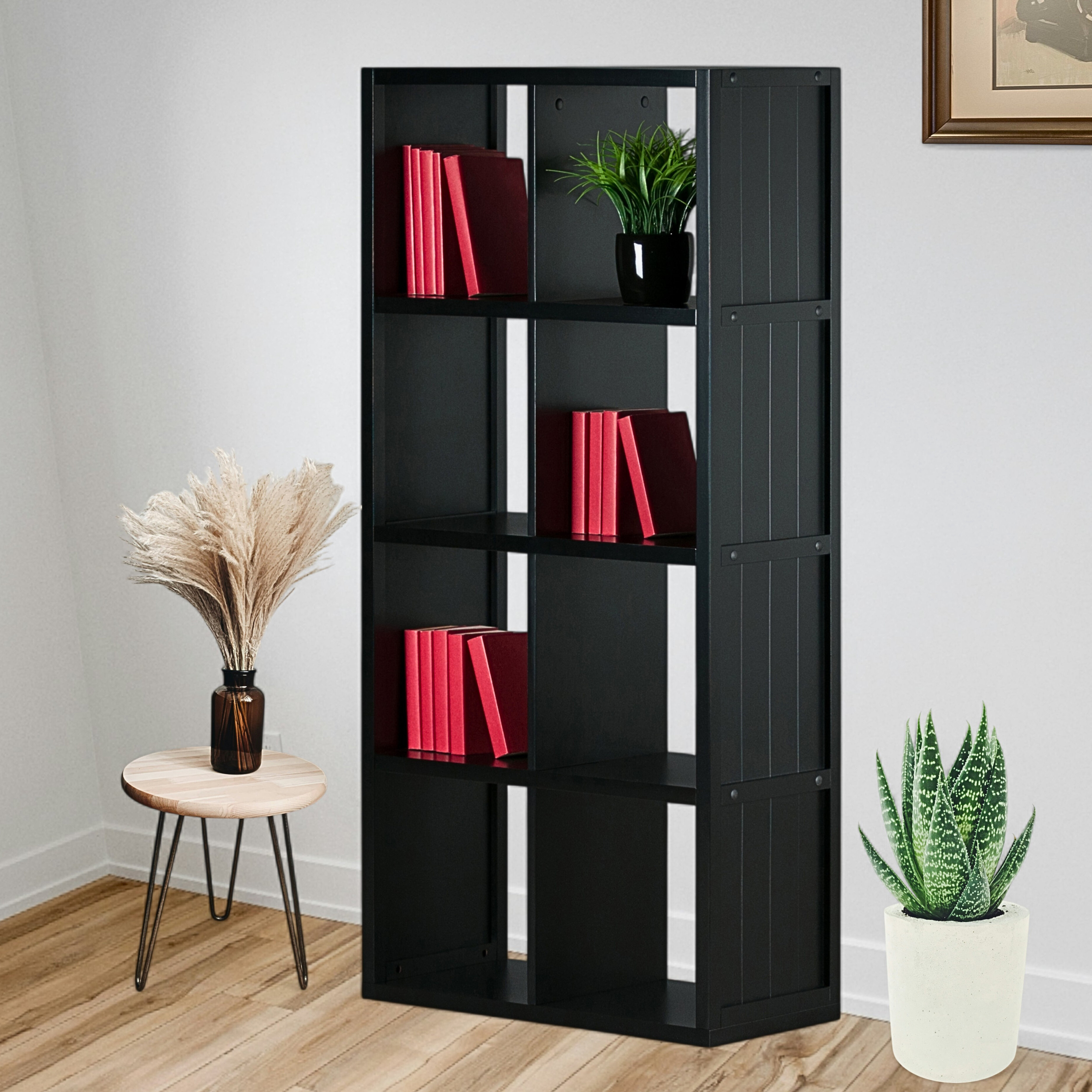 Latitude Run® Kellerman Storage Cube Shelf with 4x2 Cubes in Black ...