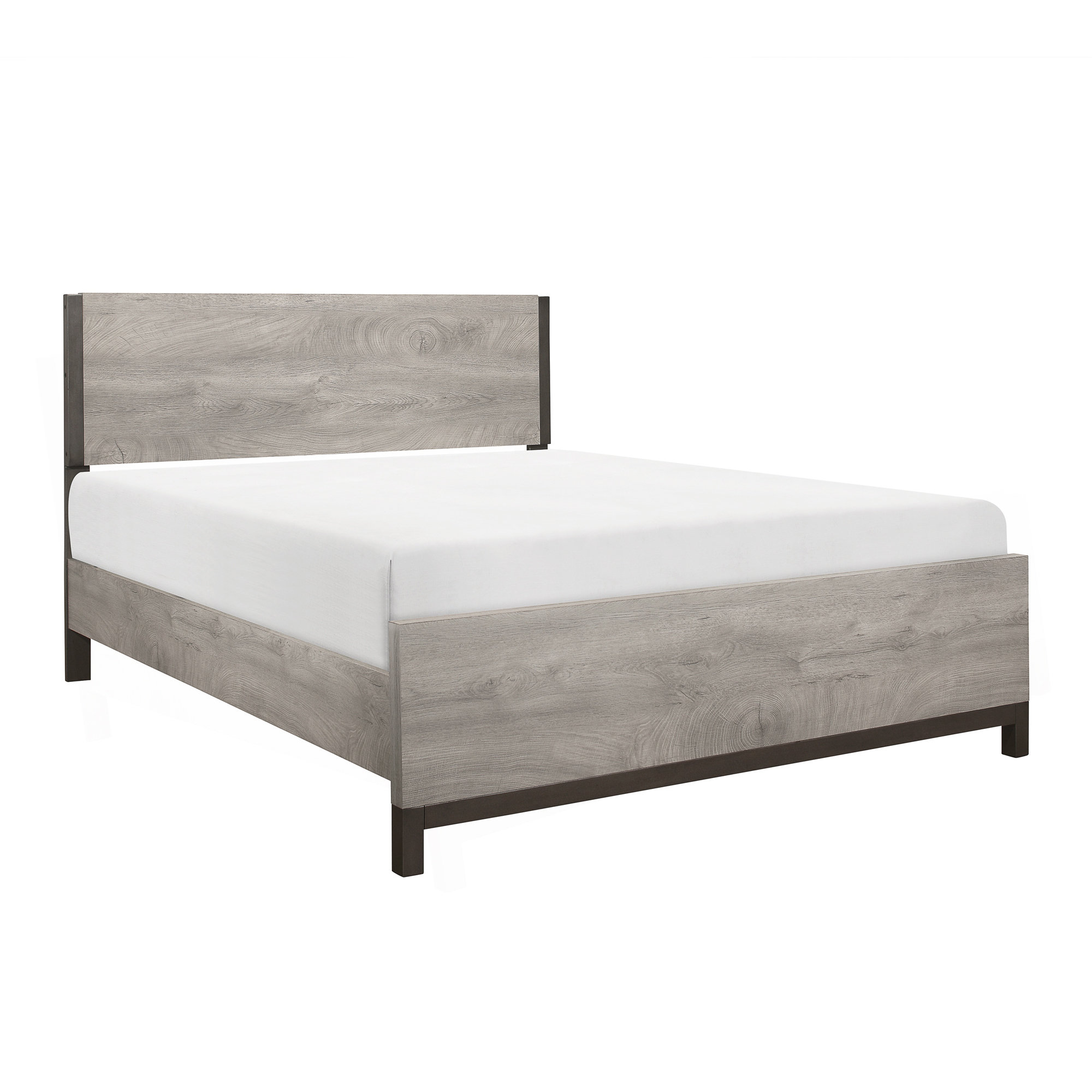 Latitude Run® Light Gray Finish 1Pc Full Size Bed Melamine Wooden ...