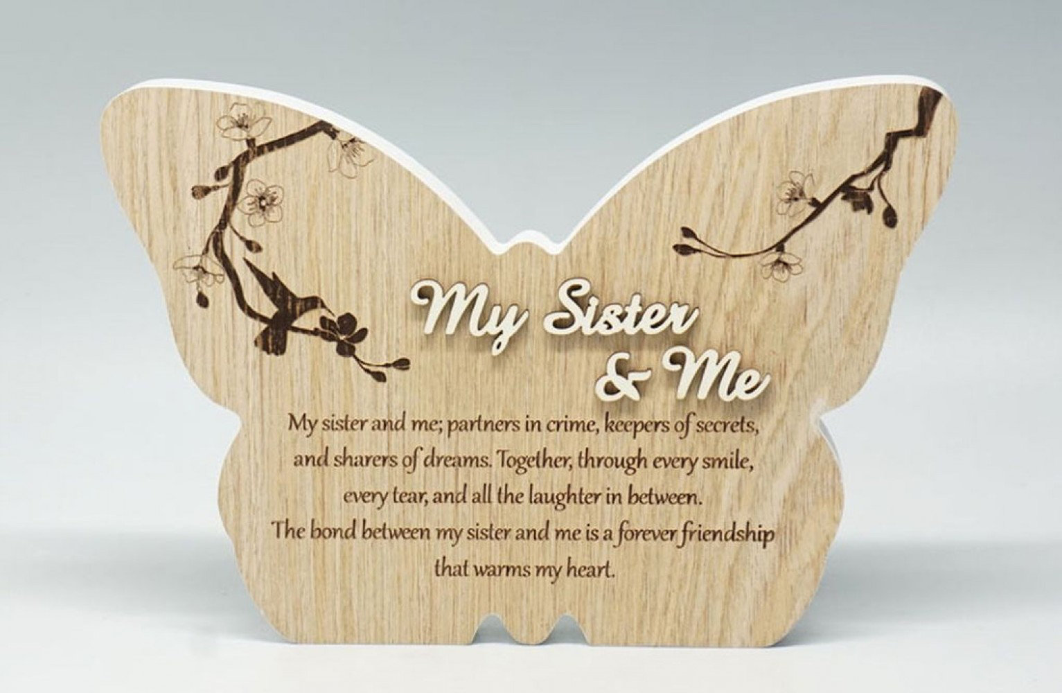 Trinx My Sister & Me- Butterfly Shape With Saying Block Sign | Wayfair
