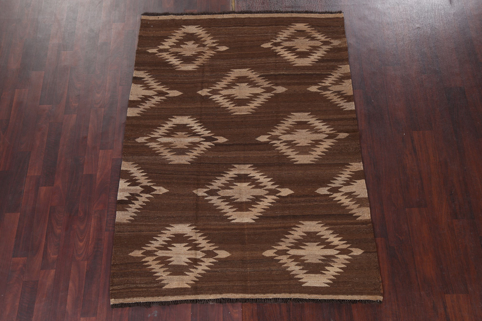 Dakota Fields Earth-Tone Natural Dye Kilim Wool Area Rug 5x7 | Wayfair