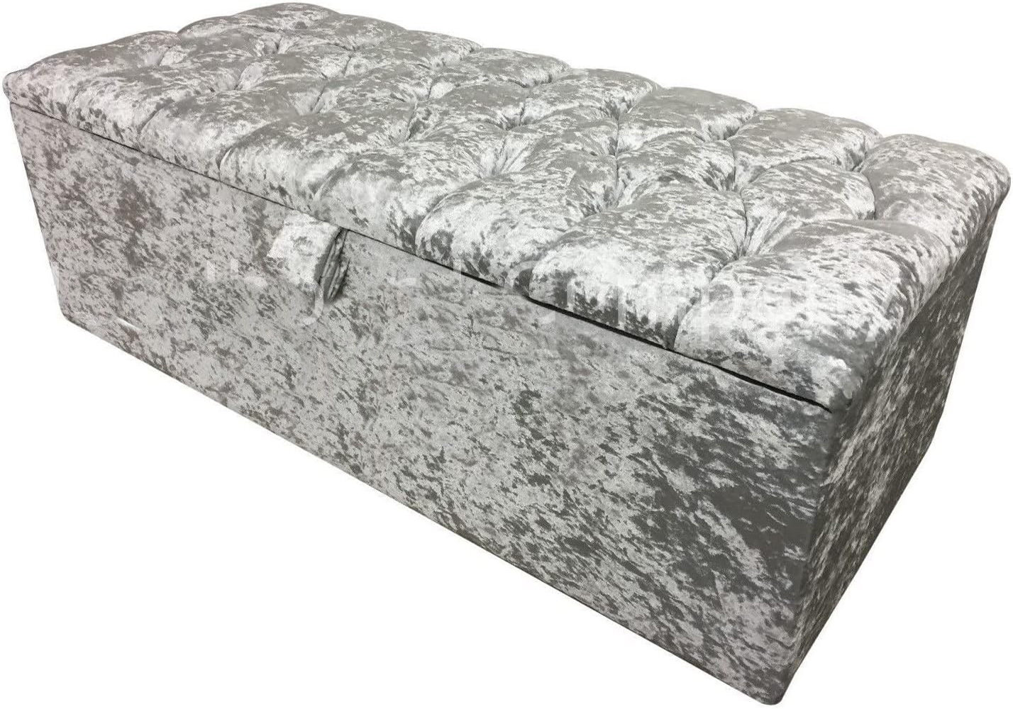 ClassicLiving Chesterfield Ottoman Storage Chest Box In Plush Fabric ...