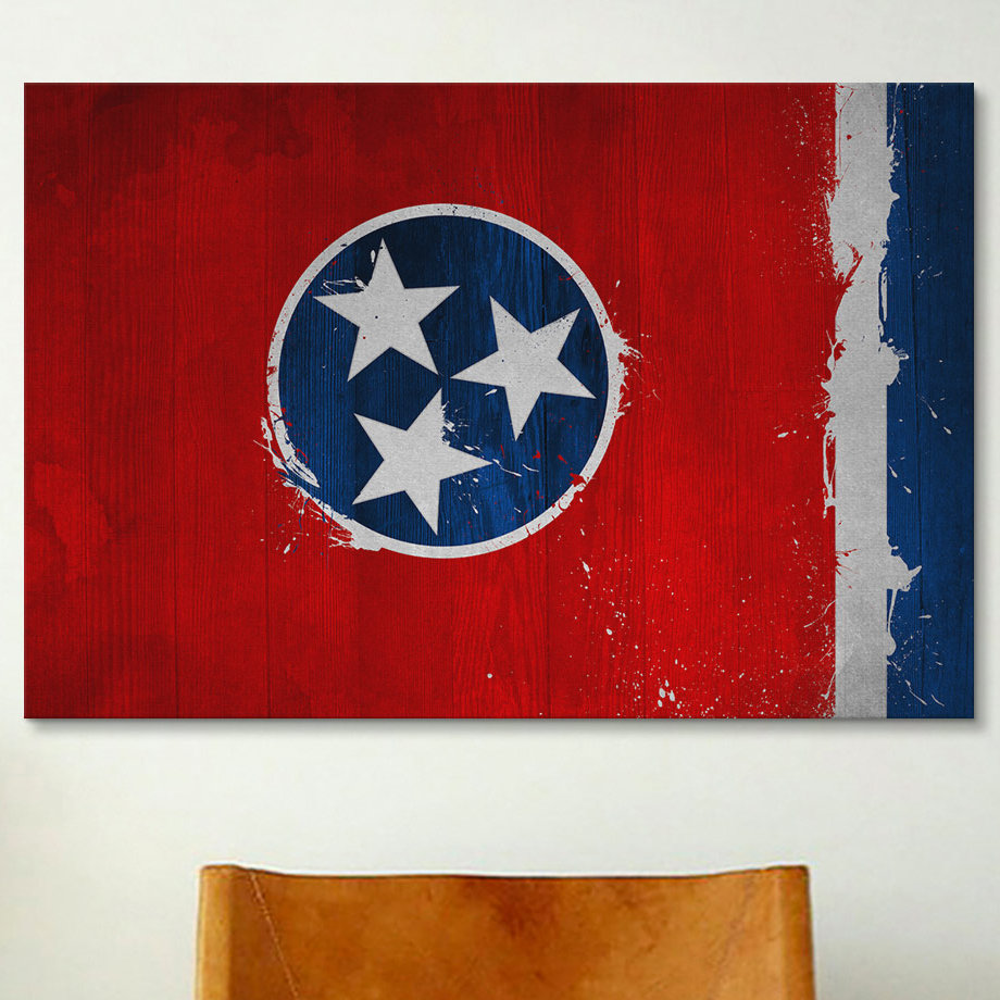 Winston Porter Flags Tennessee Wood Planks with Splatters - Graphic Art ...
