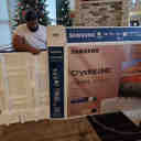 Ebern Designs Kyan Curved Wood TV Stand with Mount for Up to 85" TVs ...