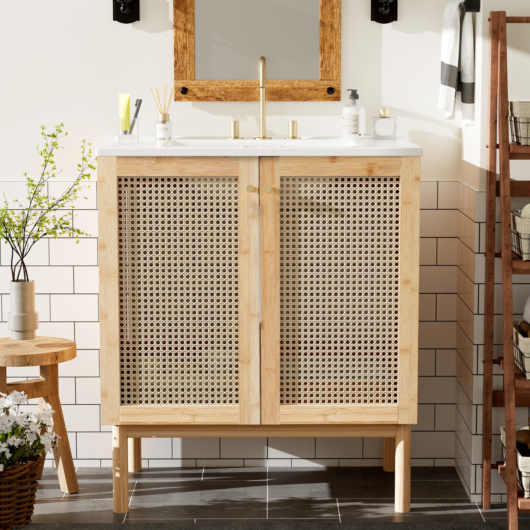 Hokku Designs Natural 30" Bathroom Vanity - Overflow Protection ...