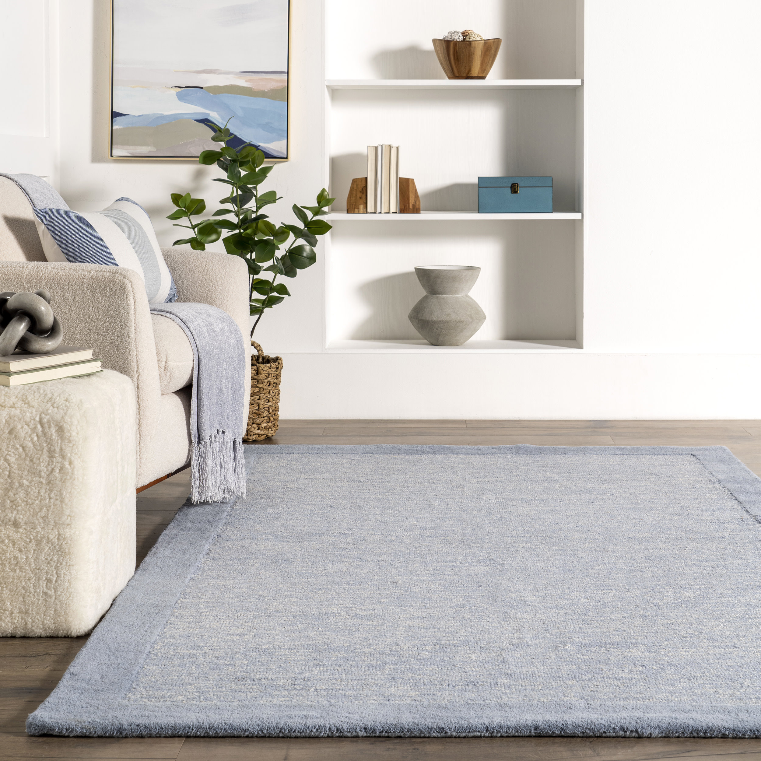 Latitude Run® Marianne Handmade Wool Border Area Rug | Wayfair