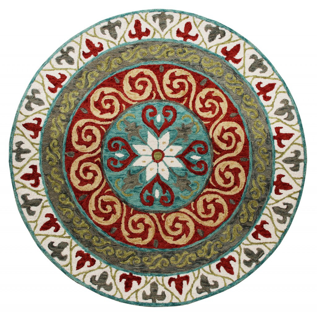 Canora Grey Red And Sage Medallion Area Rug | Wayfair