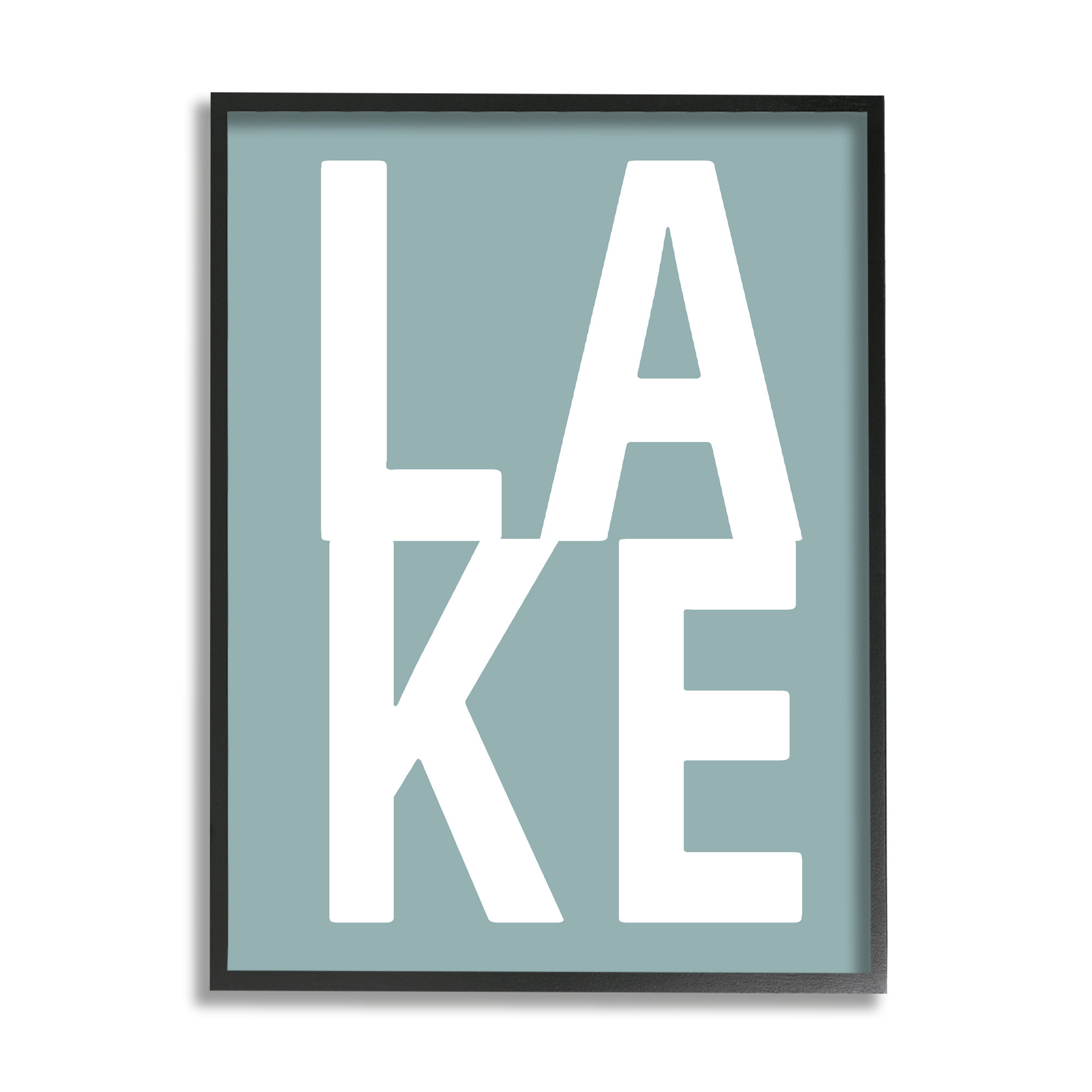 Stupell Industries Lake Phrase Turquoise Letters Framed Giclee Art By ...
