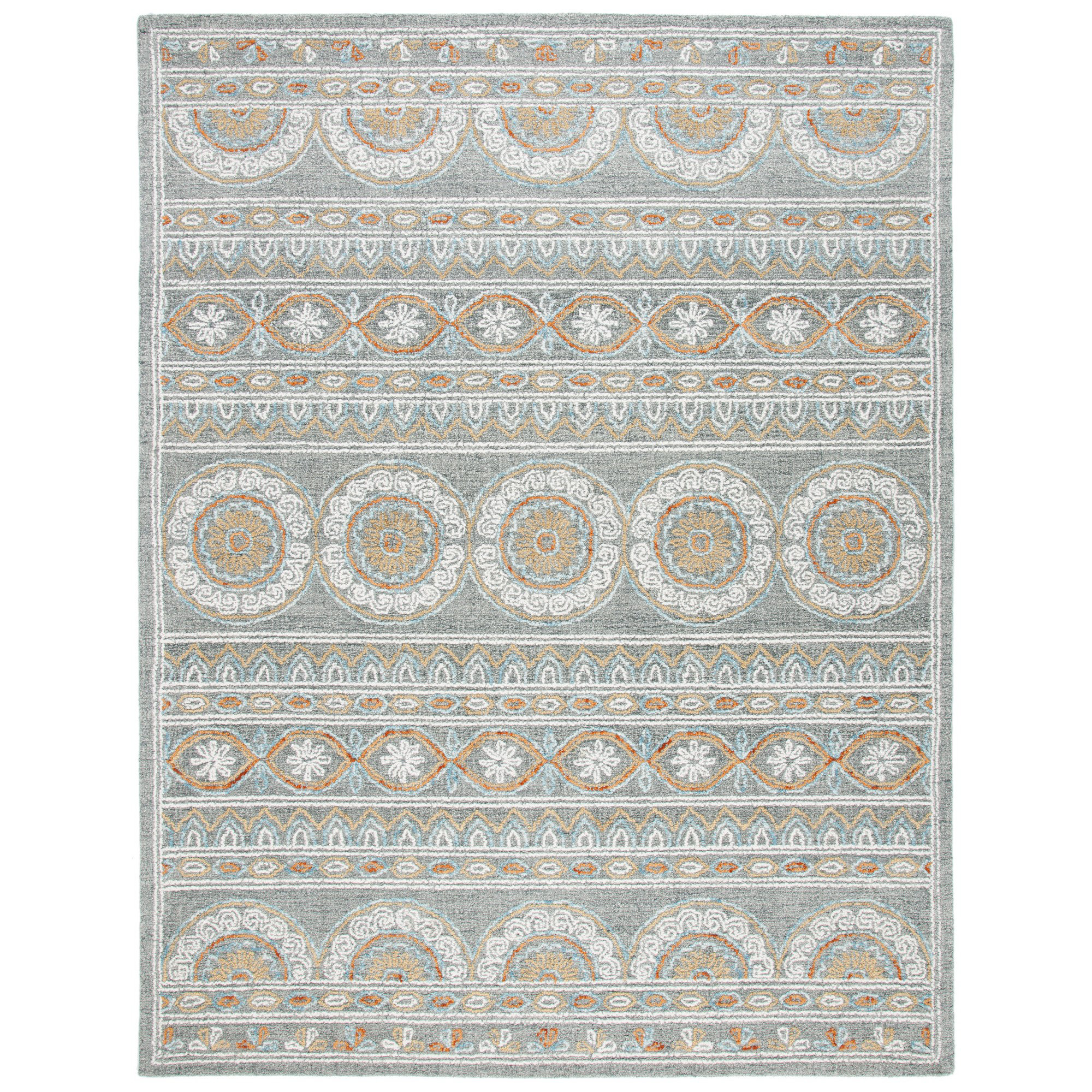 Bungalow Rose Muhtar Hand Tufted Wool/Cotton Floral Rug in Ivory/Gray ...