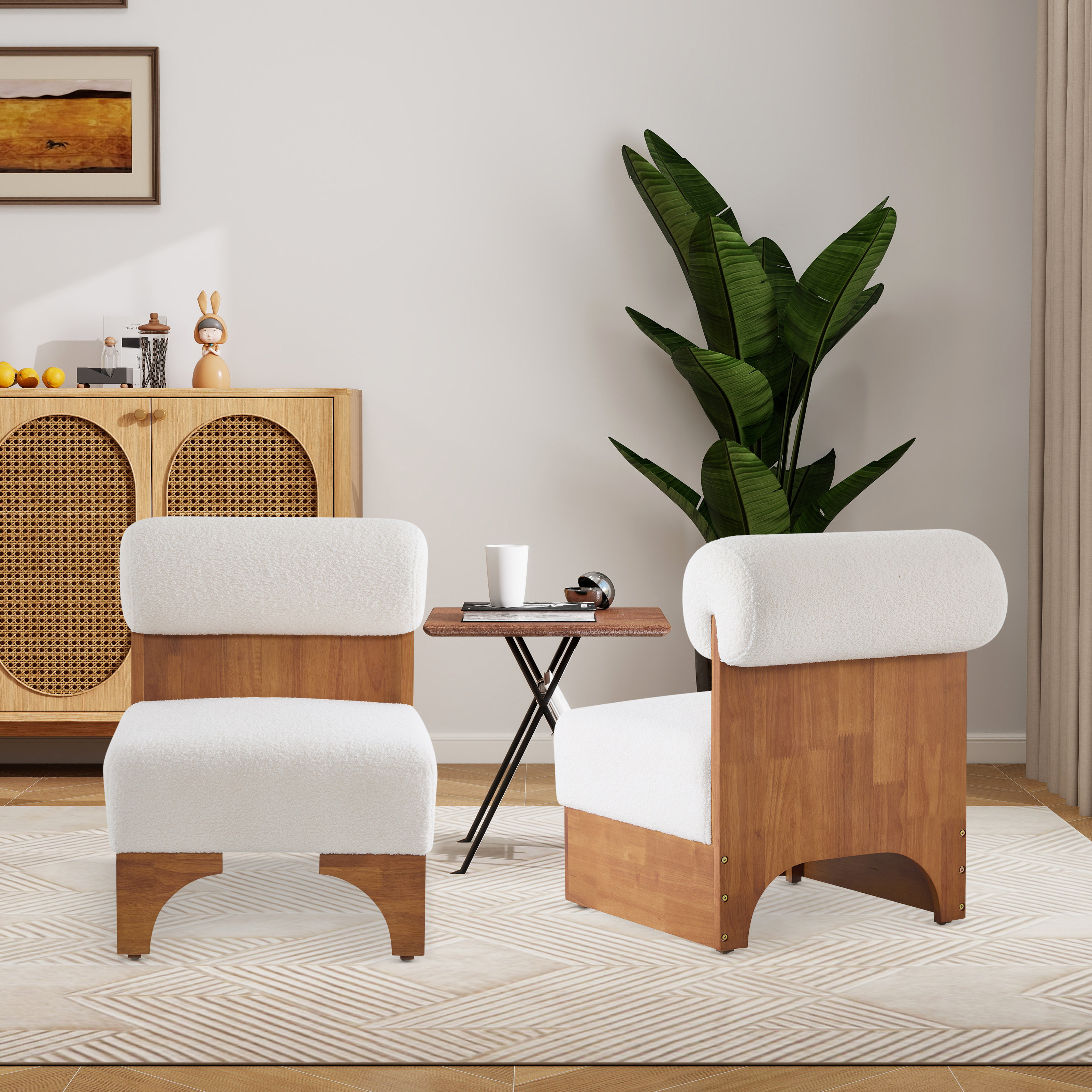 Ebern Designs Modern Boucle Lounge Chair (set Of 2) | Wayfair