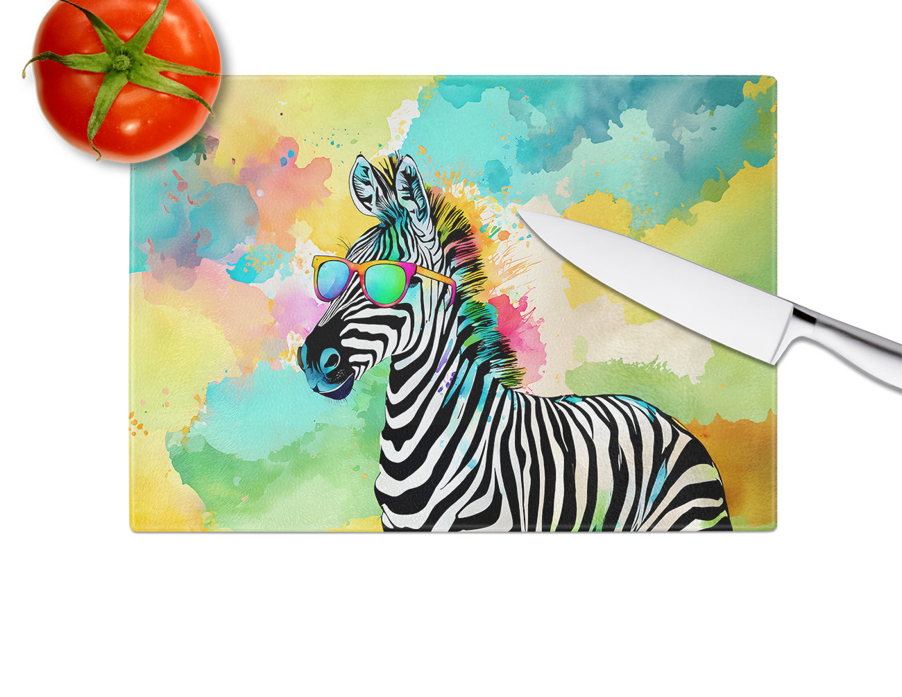 Caroline's Treasures Hippie Animal Zebra Glass Cutting Board | Wayfair