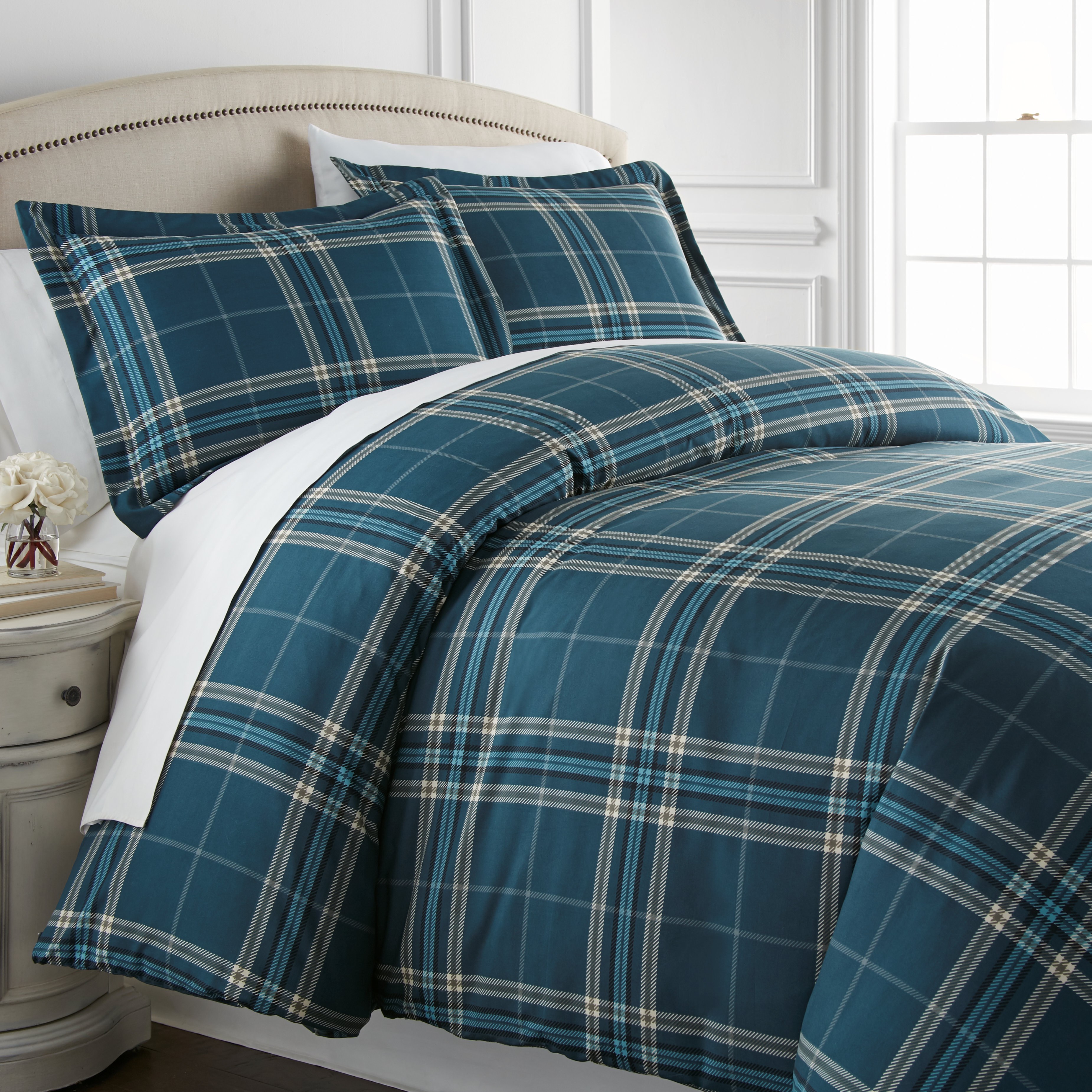 SouthShore Fine Linens Vilano Plaid Collection Down Alternate Oversized ...