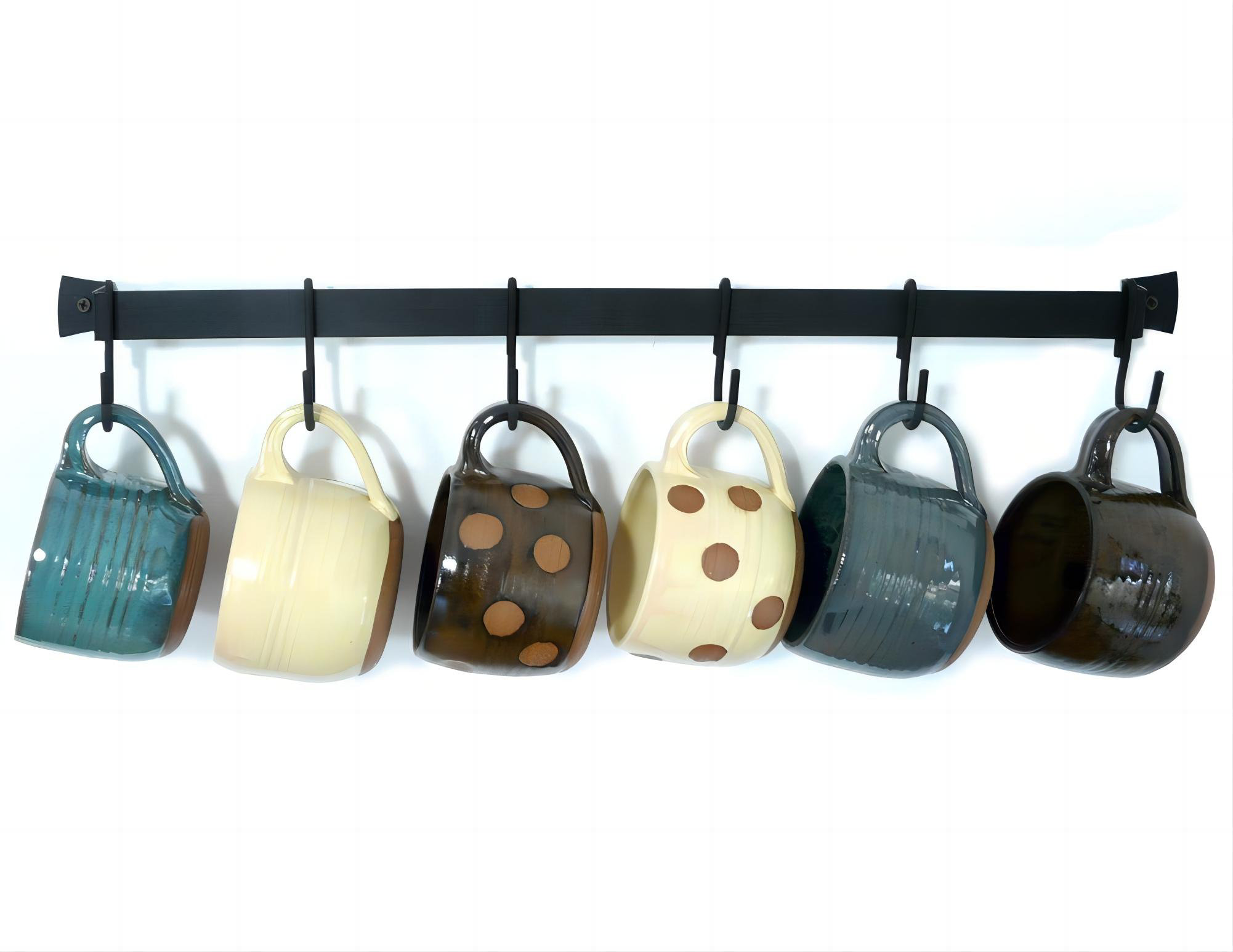 17 Stories Wall-Mounted Wrought Iron Mug Rack, 24" With 6 Cup Hooks ...