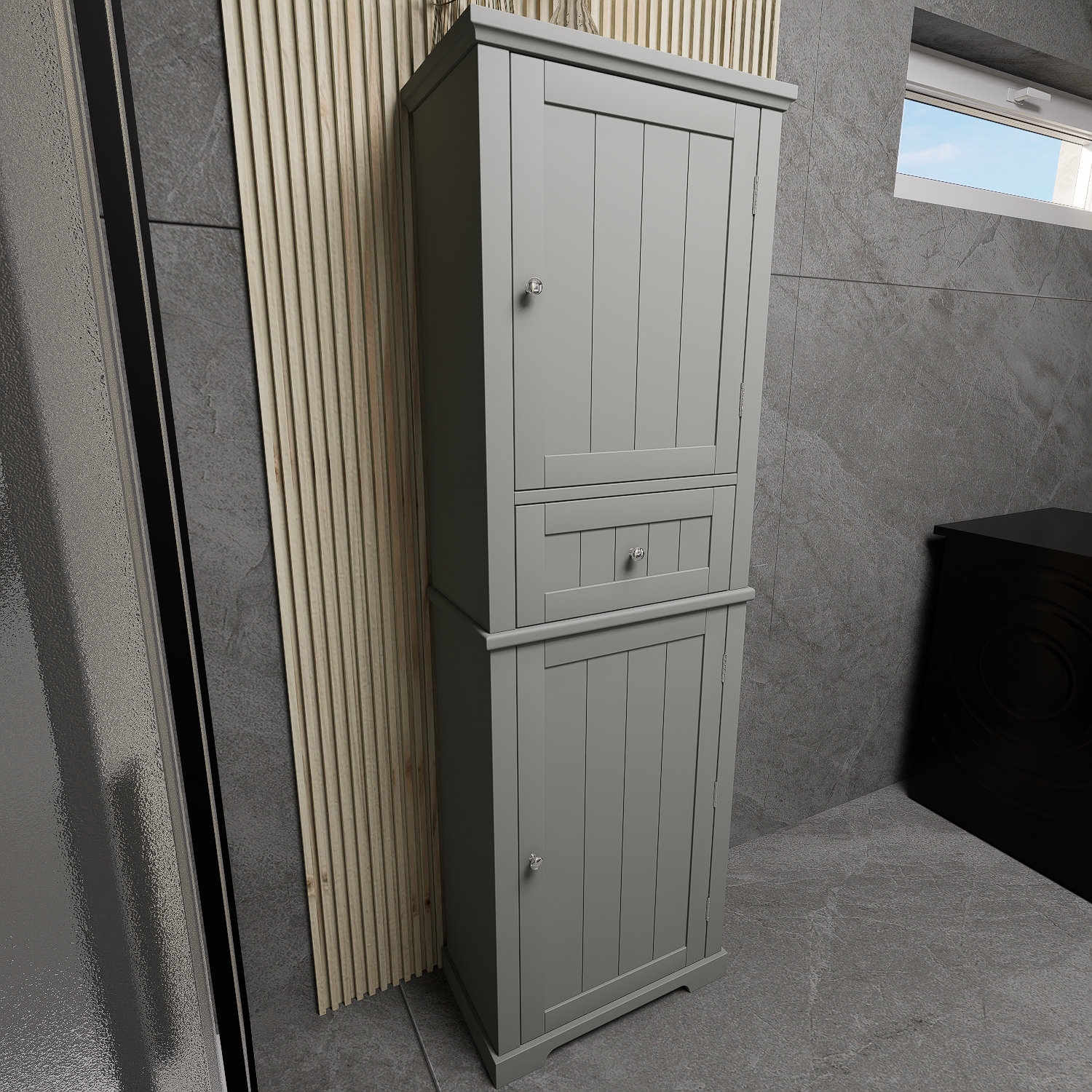 Latitude Run® Tall Bathroom Storage Cabinet, Freestanding Storage ...