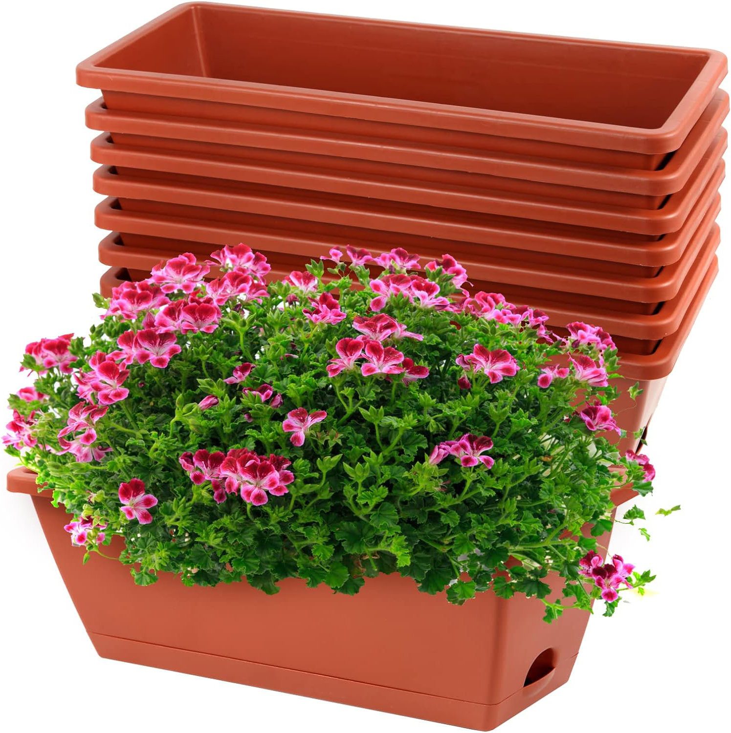 Arlmont & Co. 8pcs Flower Window Boxes, Rectangle Planters Box with ...