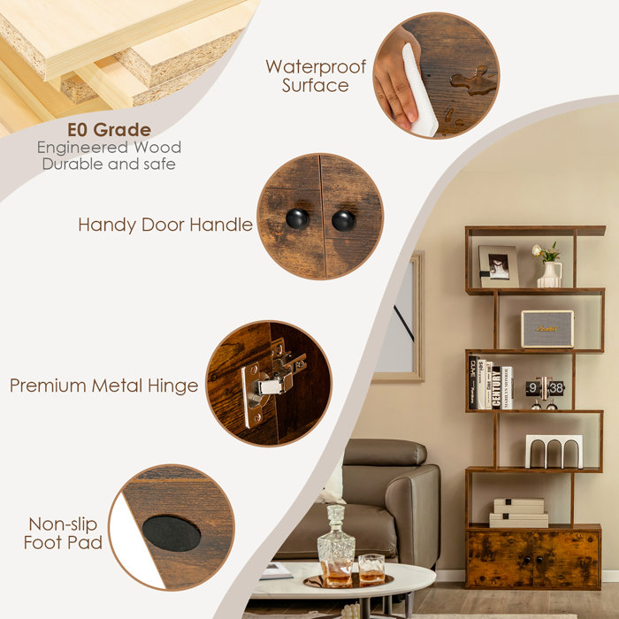 Millwood Pines Niklaus Geometric Storage Bookcase & Reviews | Wayfair