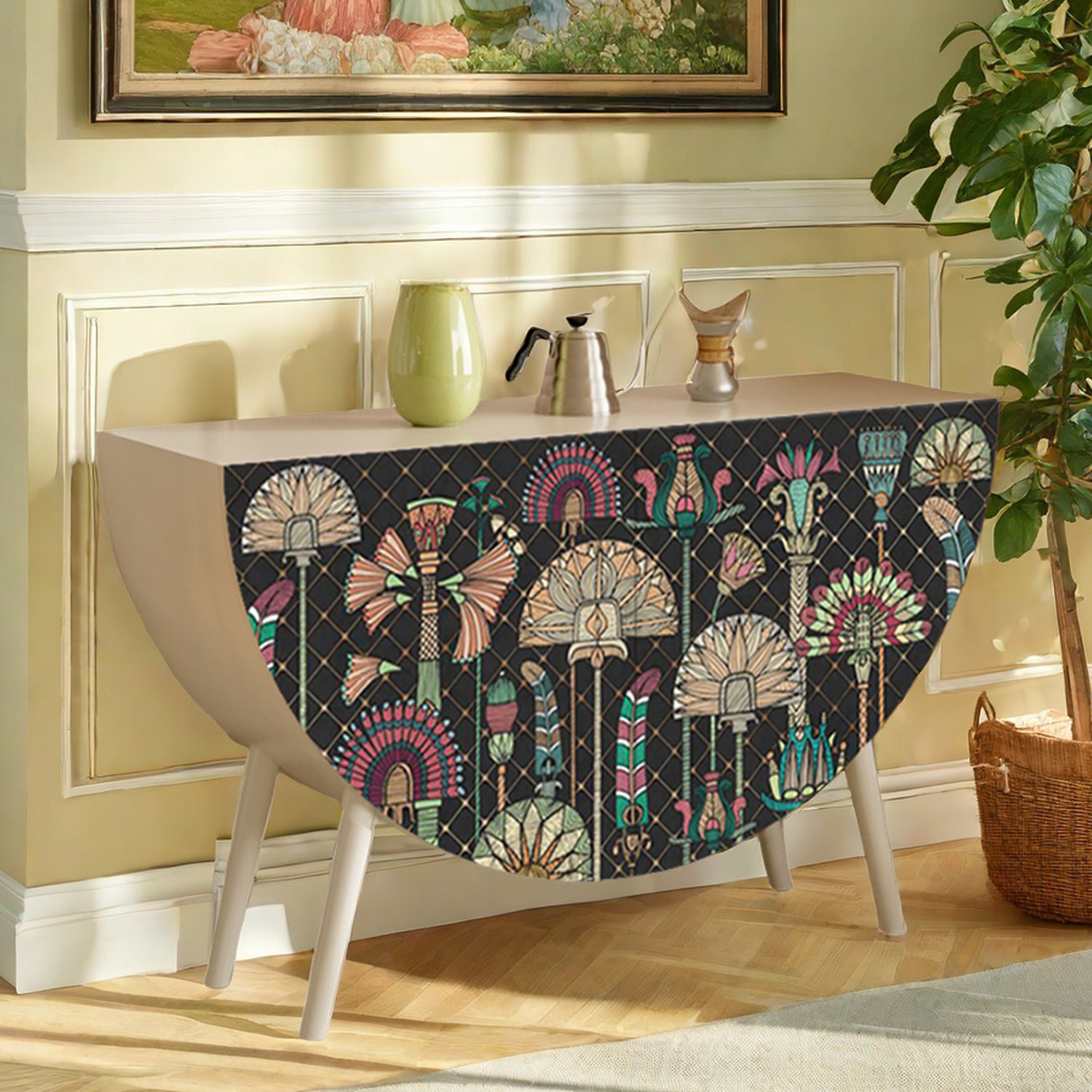 Ruthber Solutions Vintage Painted Half-Moon Sideboard Cabinet | Wayfair