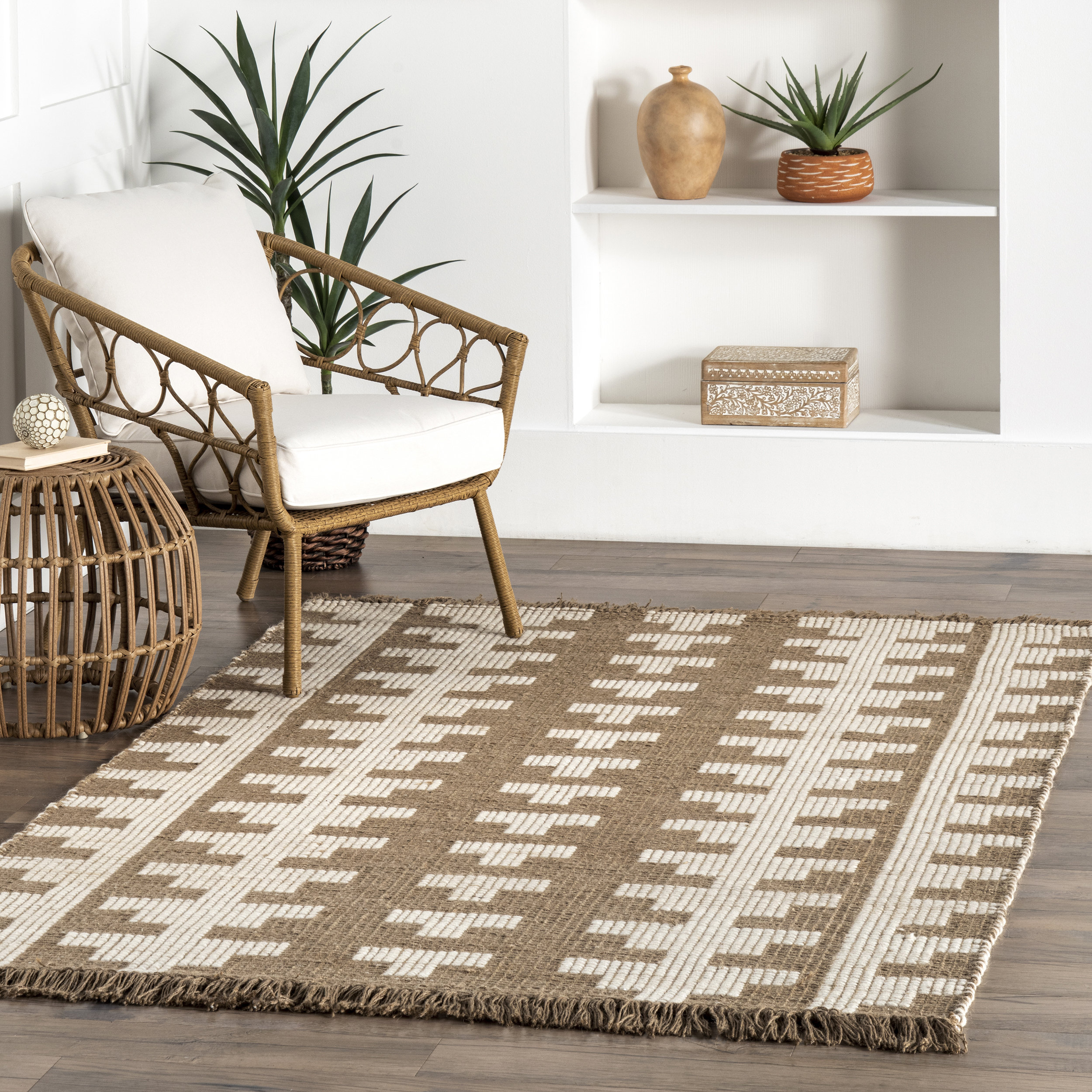 Foundry Select Adelheid Bohmeian Jute Fringe Area Rug | Wayfair