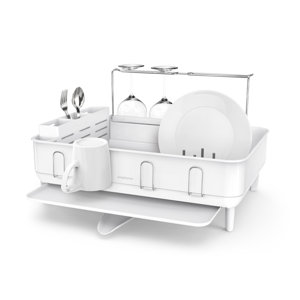 simplehuman Kitchen Dish Drying Rack with Swivel Spout, Fingerprint ...