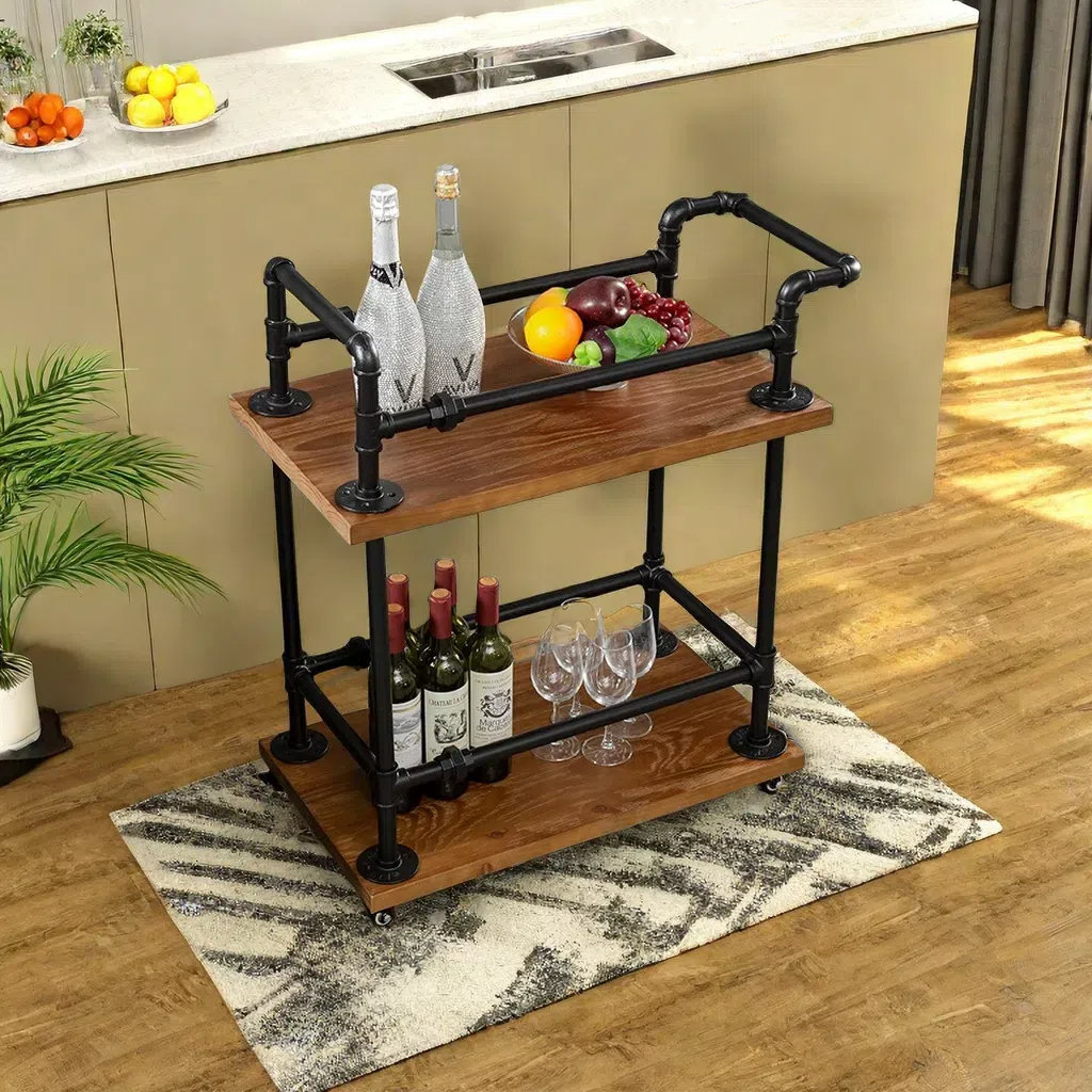 Trent Austin Design® 2-Tier Industrial Bar Cart, Serving Cart With ...