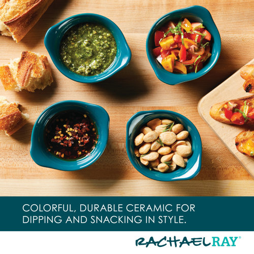 Rachael Ray Ceramics Round Ramekin Dipper Cup Set, 4 Piece, Gray | Wayfair