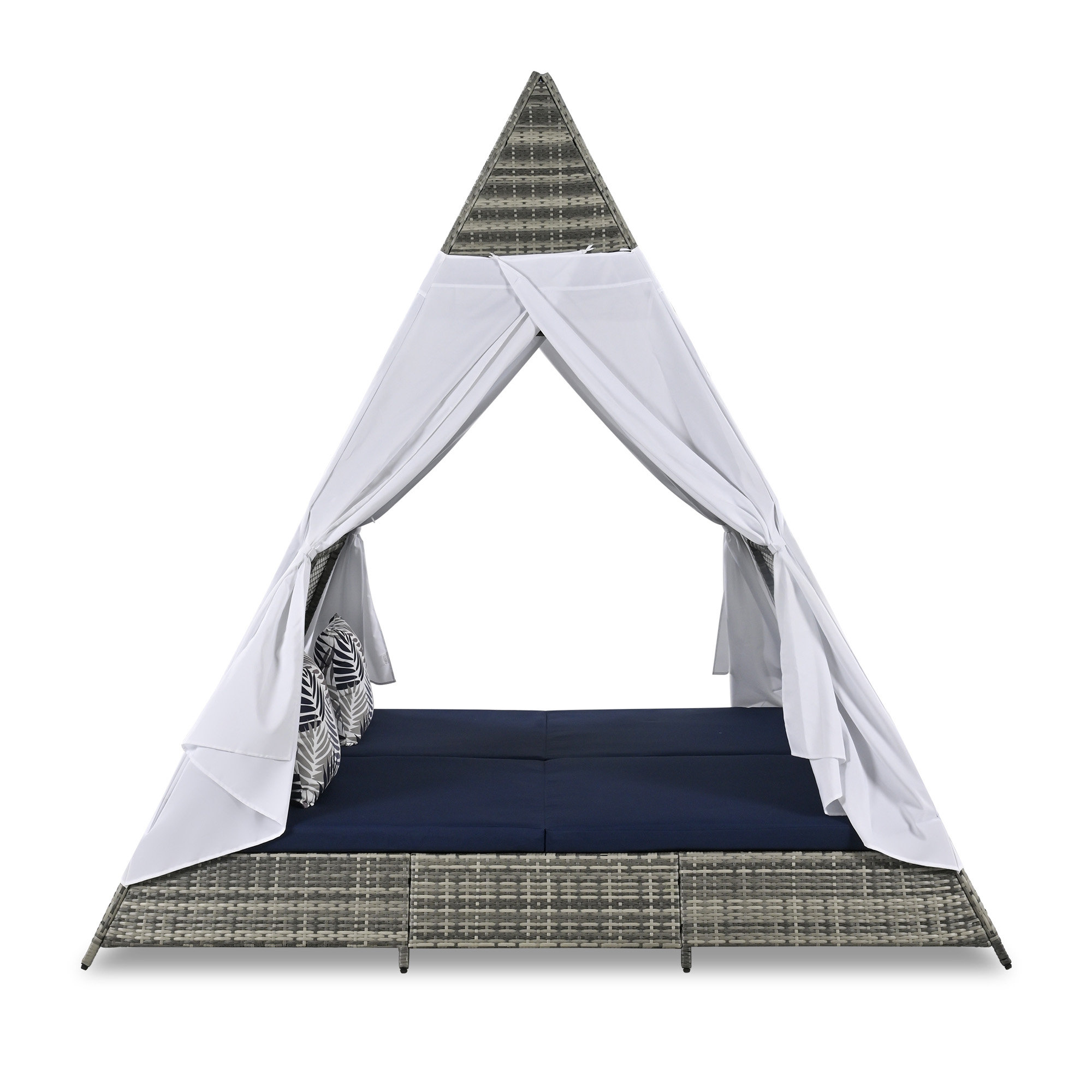 Latitude Run® GO 90.5" Length Outdoor Sunbed With Colorful Pillows ...