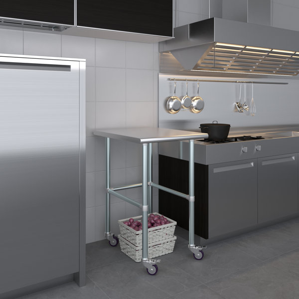 Amgood Stainless Steel Open Base Work Table with Wheels & Reviews | Wayfair