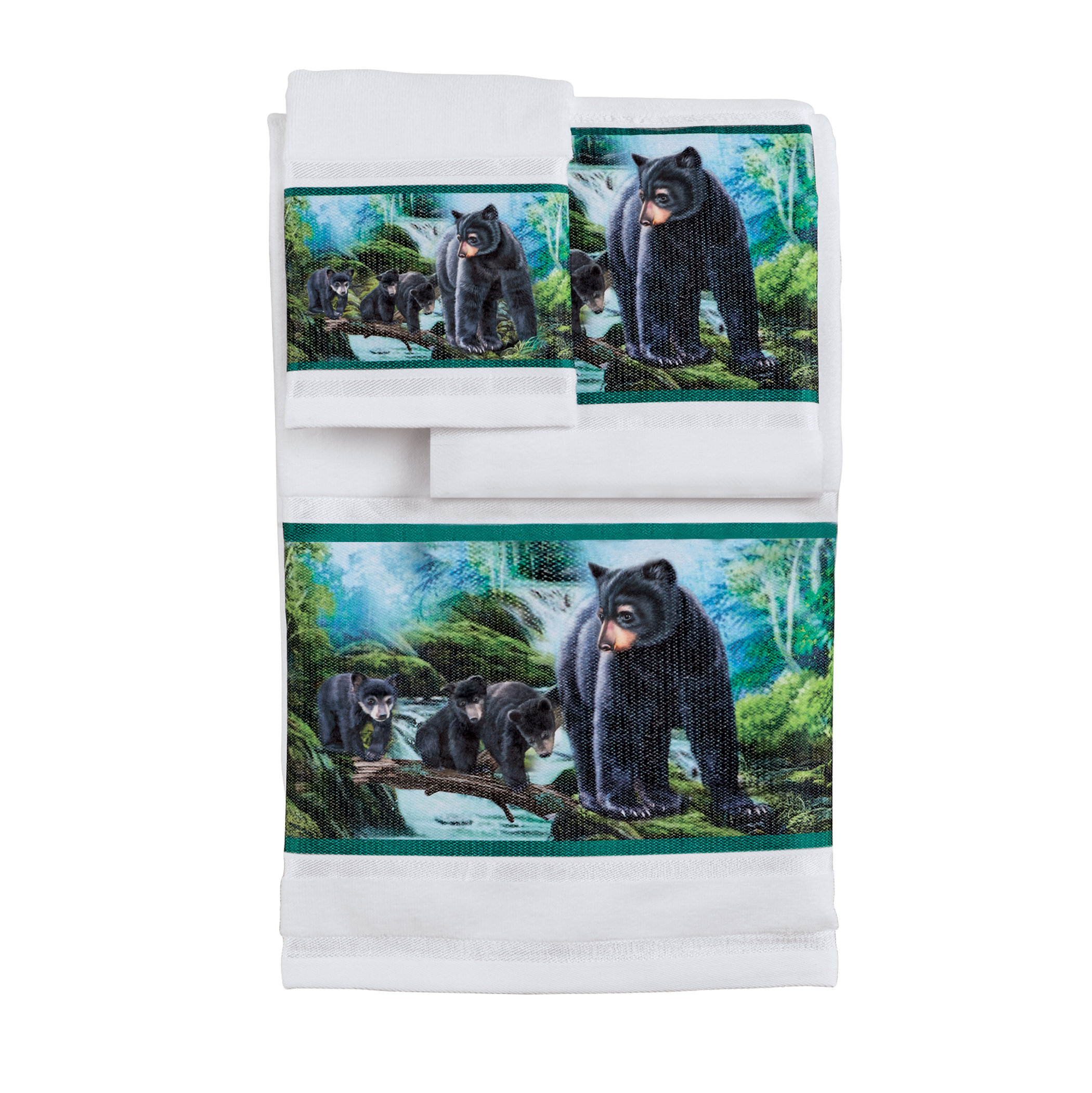 Millwood Pines Birju 3-Piece Black Bear Mother And Cubs Scene Bath ...