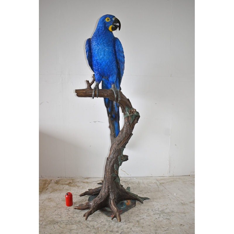 NIFAO Hyacinth Single Macaw Blue Parrot on a tree Bronze Statue Size ...