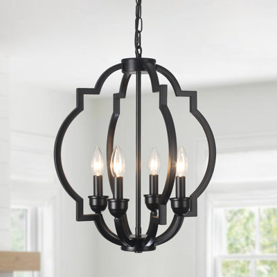 August Grove® 4 - Lights 15.7in Rustic Geometric Chandelier Candle ...