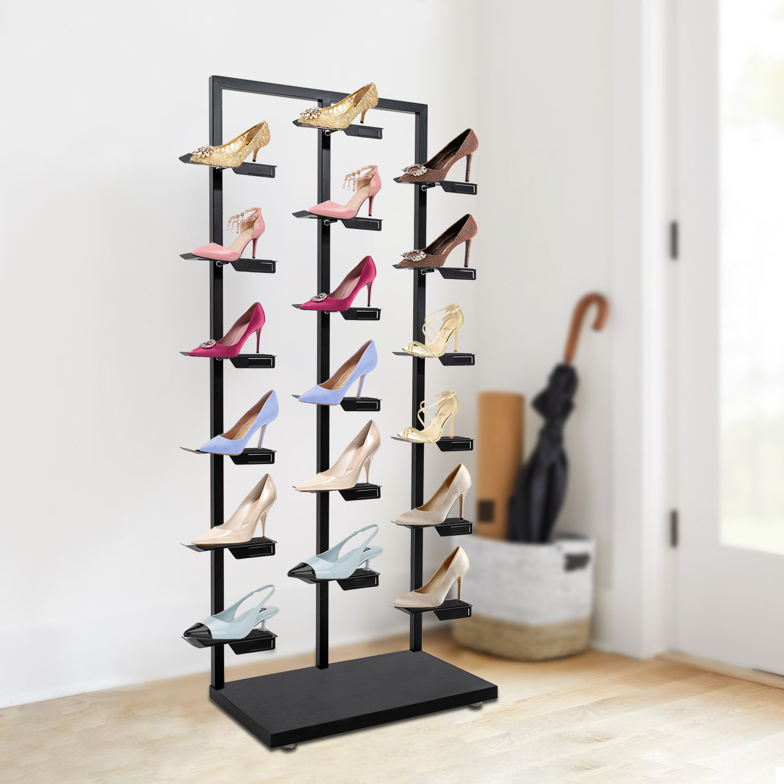 Latitude Run® 9 Pair Free Standing Shoe Rack Display Shelf | Wayfair