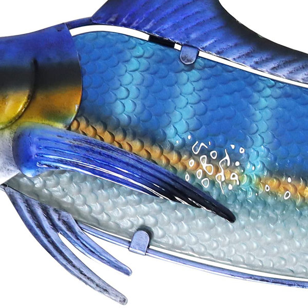 Rosecliff Heights Metal Blue Marlin Wall Decor Indoor Metal Fish Wall ...